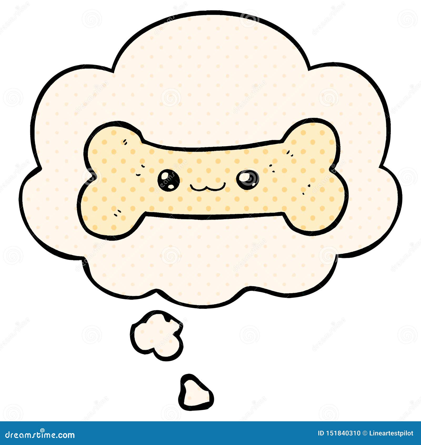 A Creative Cartoon Bone and Thought Bubble in Comic Book Style Stock ...