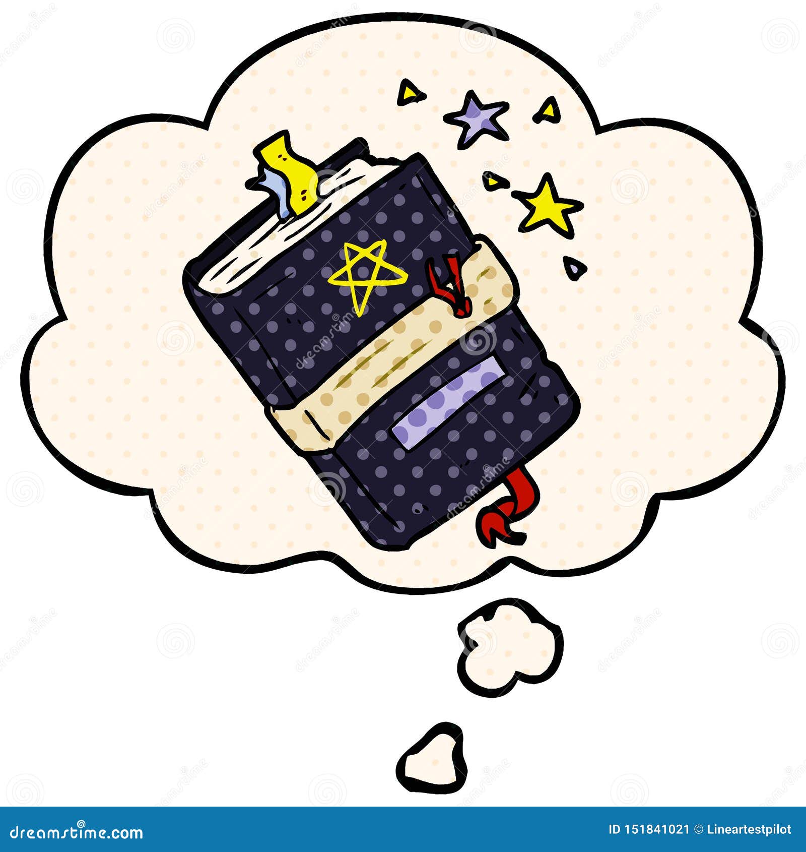 A Creative Cartoon Book of Spells and Thought Bubble in Comic Book ...