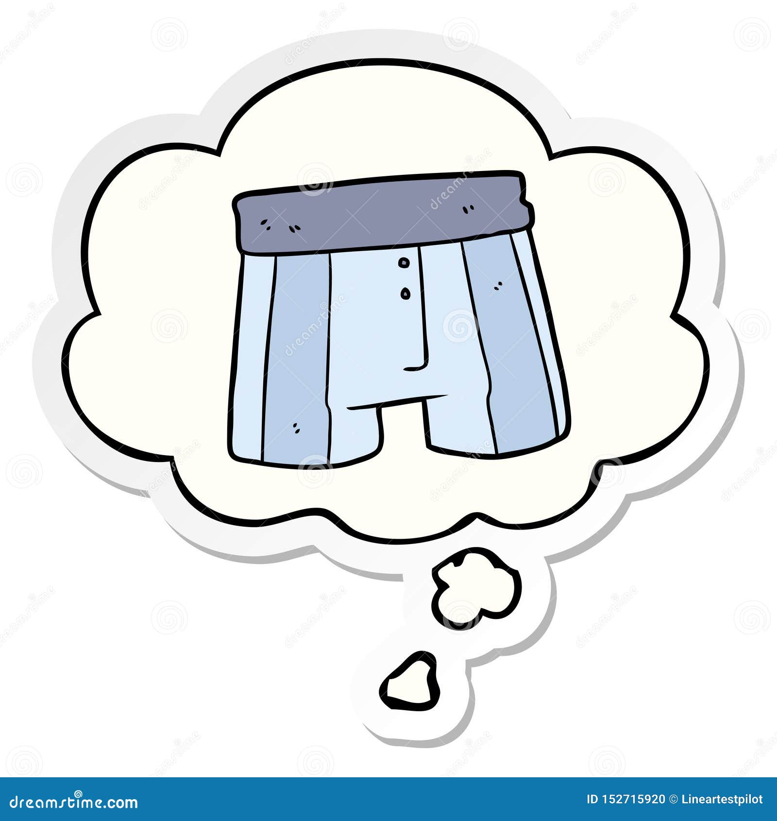 A Creative Cartoon Boxer Shorts and Thought Bubble As a Printed Sticker ...