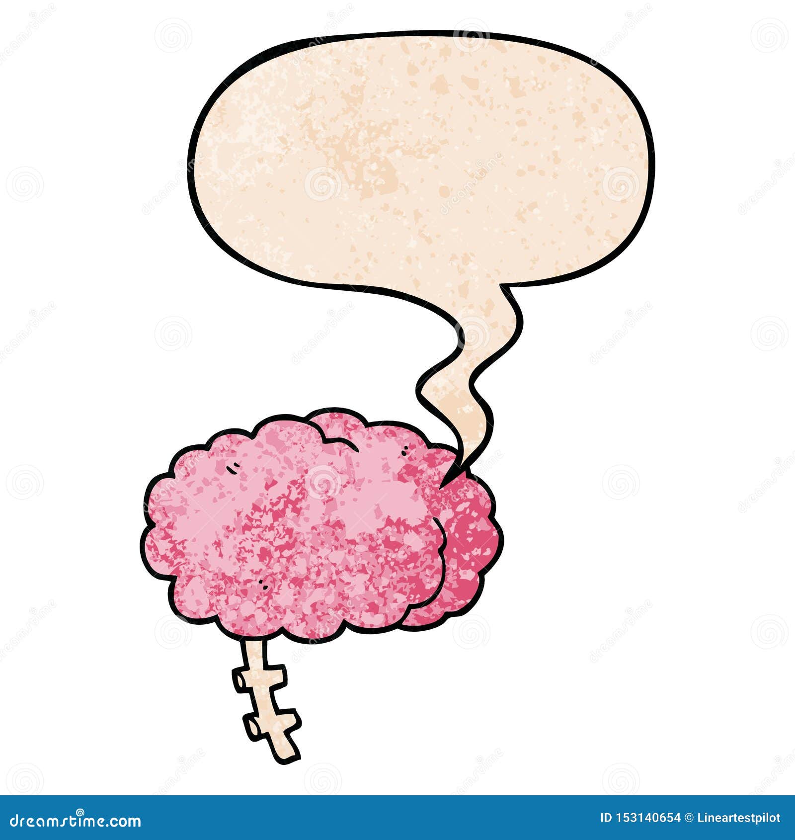 A Creative Cartoon Brain and Speech Bubble in Retro Texture Style Stock ...