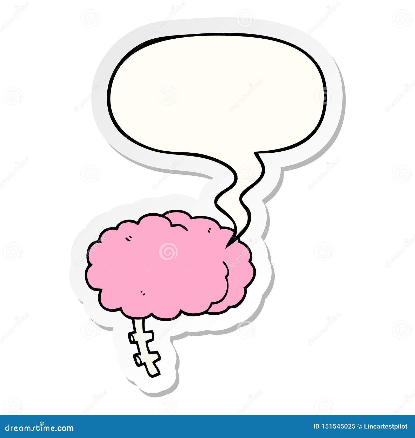 A Creative Cartoon Brain and Speech Bubble Sticker Stock Vector ...