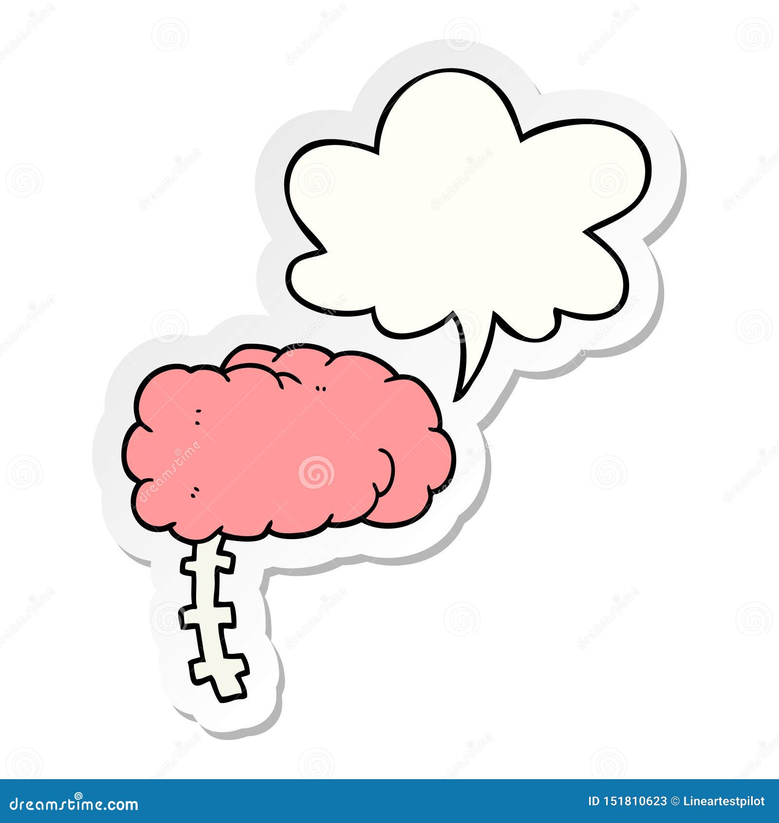 A Creative Cartoon Brain and Speech Bubble Sticker Stock Vector ...