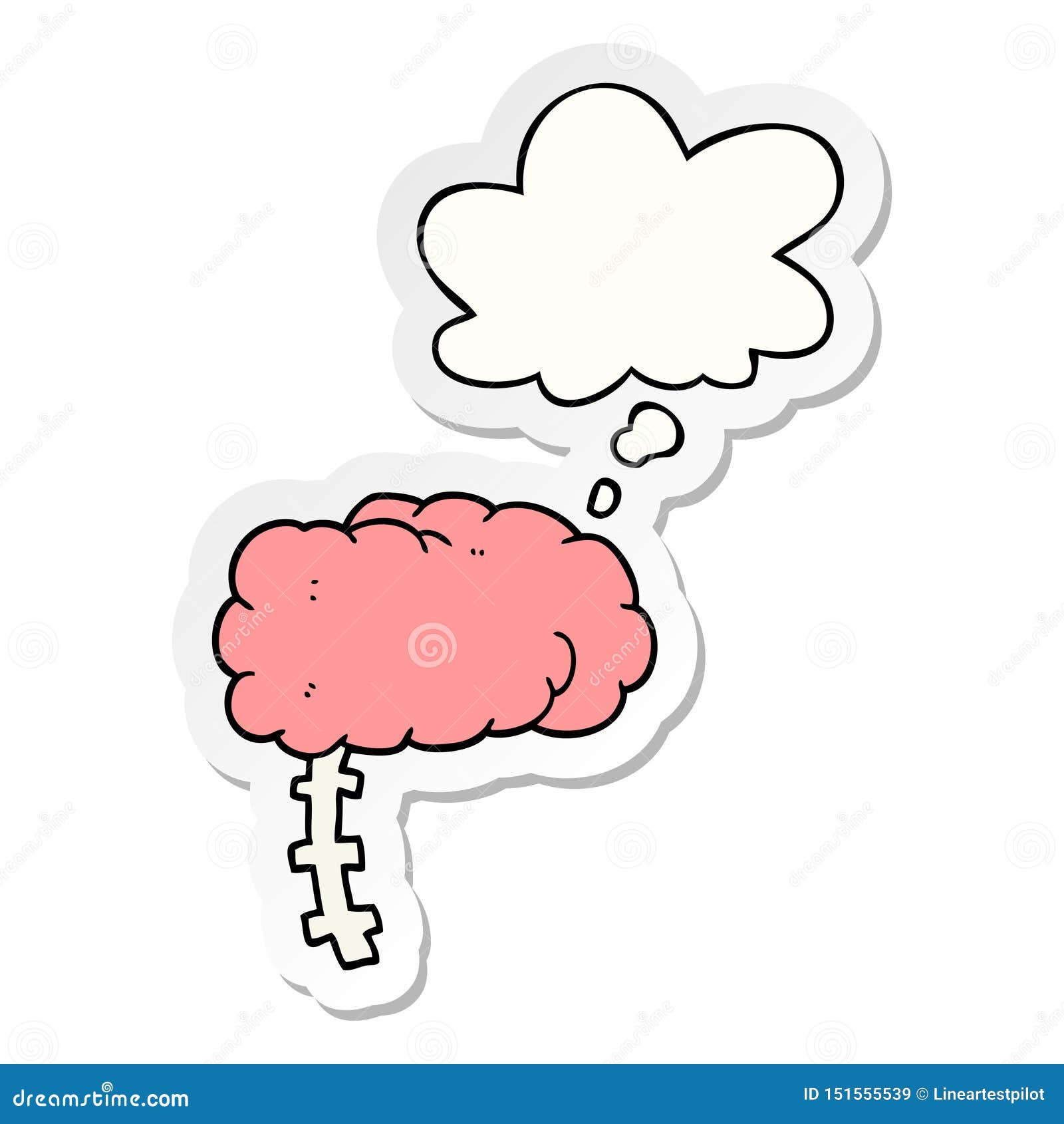 A Creative Cartoon Brain and Thought Bubble As a Printed Sticker Stock ...