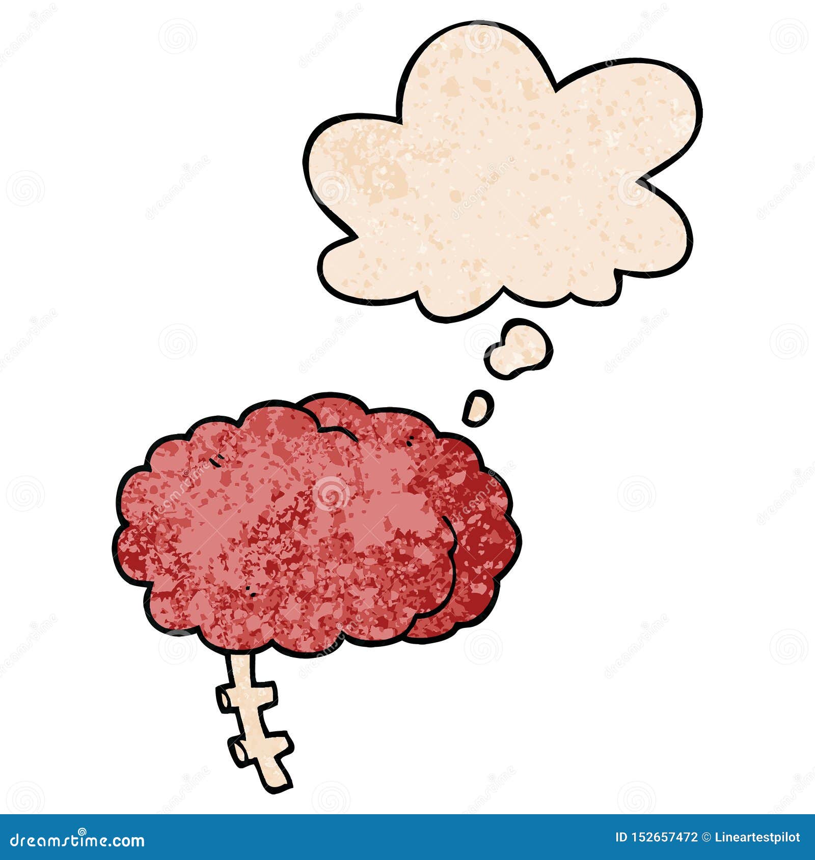 A Creative Cartoon Brain and Thought Bubble in Grunge Texture Pattern ...