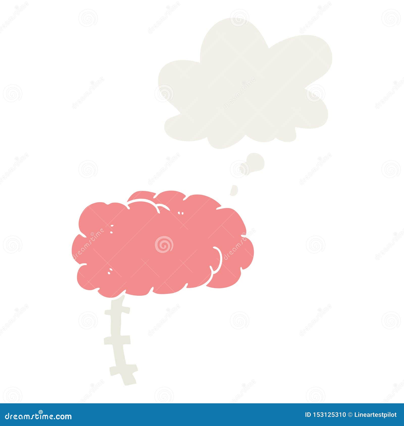 A Creative Cartoon Brain and Thought Bubble in Retro Style Stock Vector ...