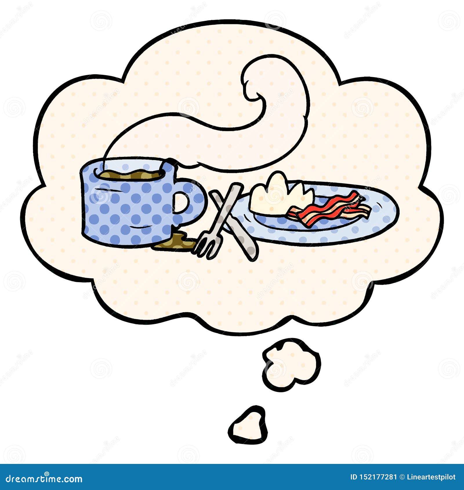 A Creative Cartoon Breakfast and Thought Bubble in Comic Book Style ...