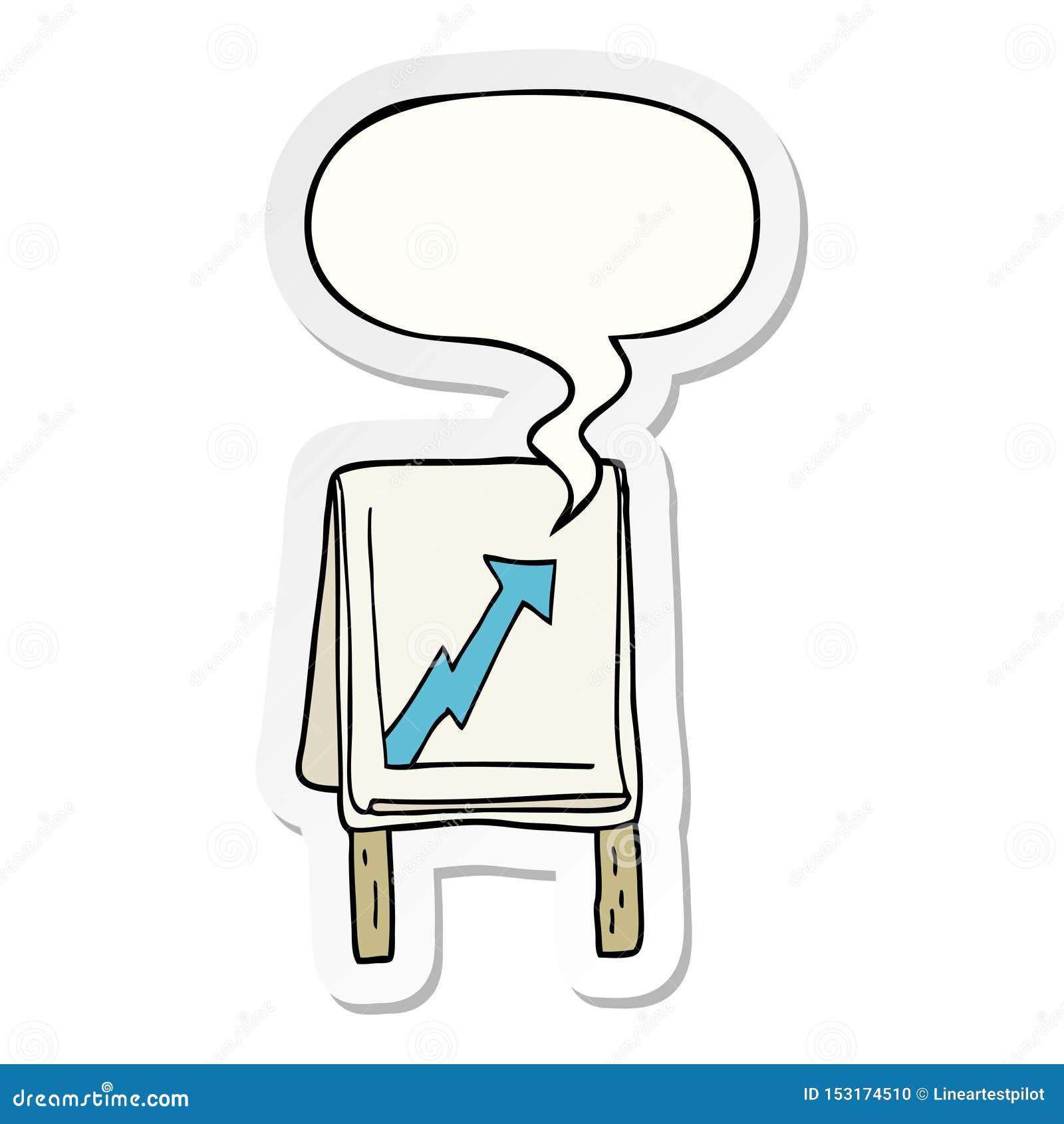 A Creative Cartoon Business Chart and Arrow and Speech Bubble Sticker ...
