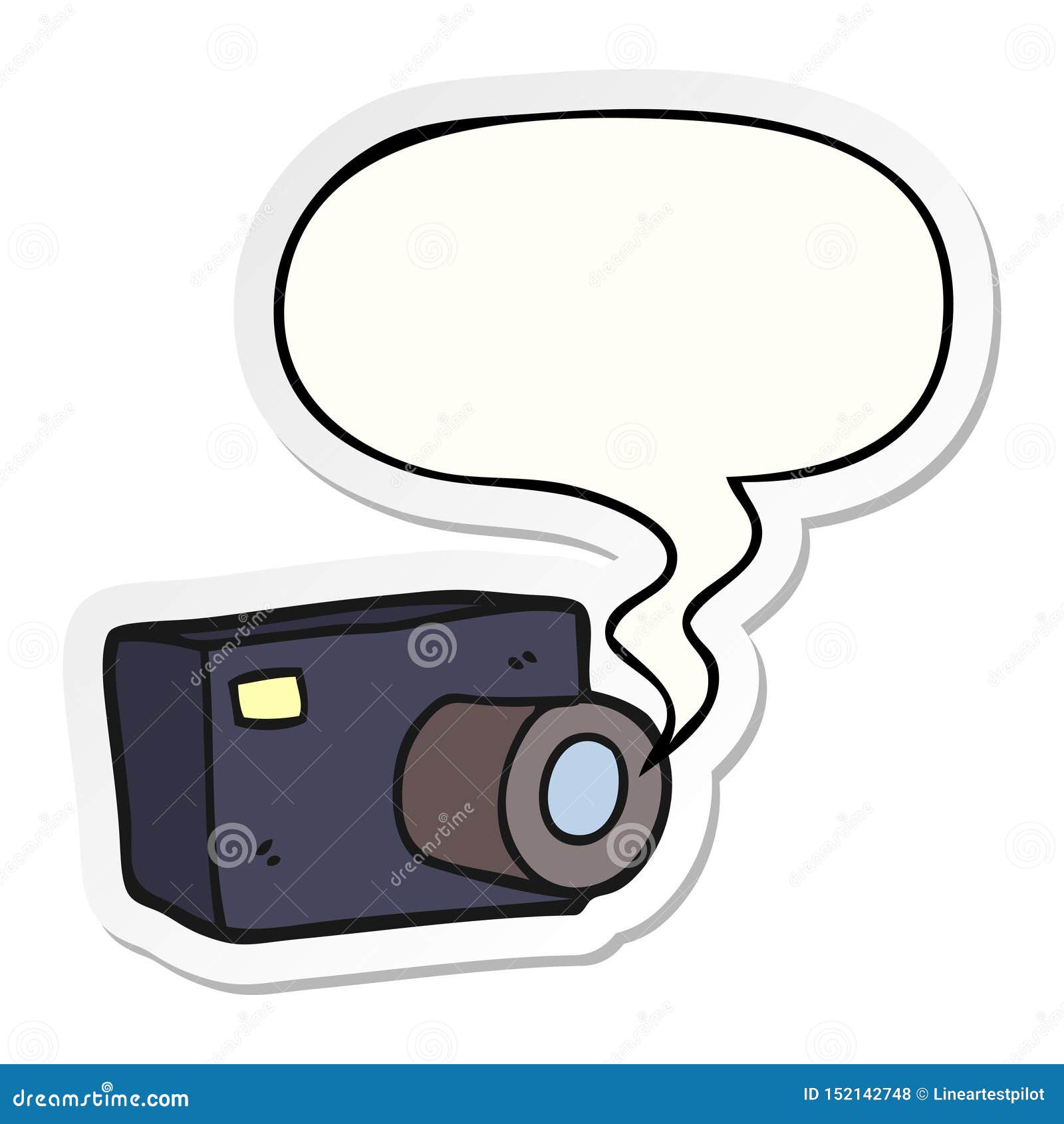 A Creative Cartoon Camera and Speech Bubble Sticker Stock Vector ...