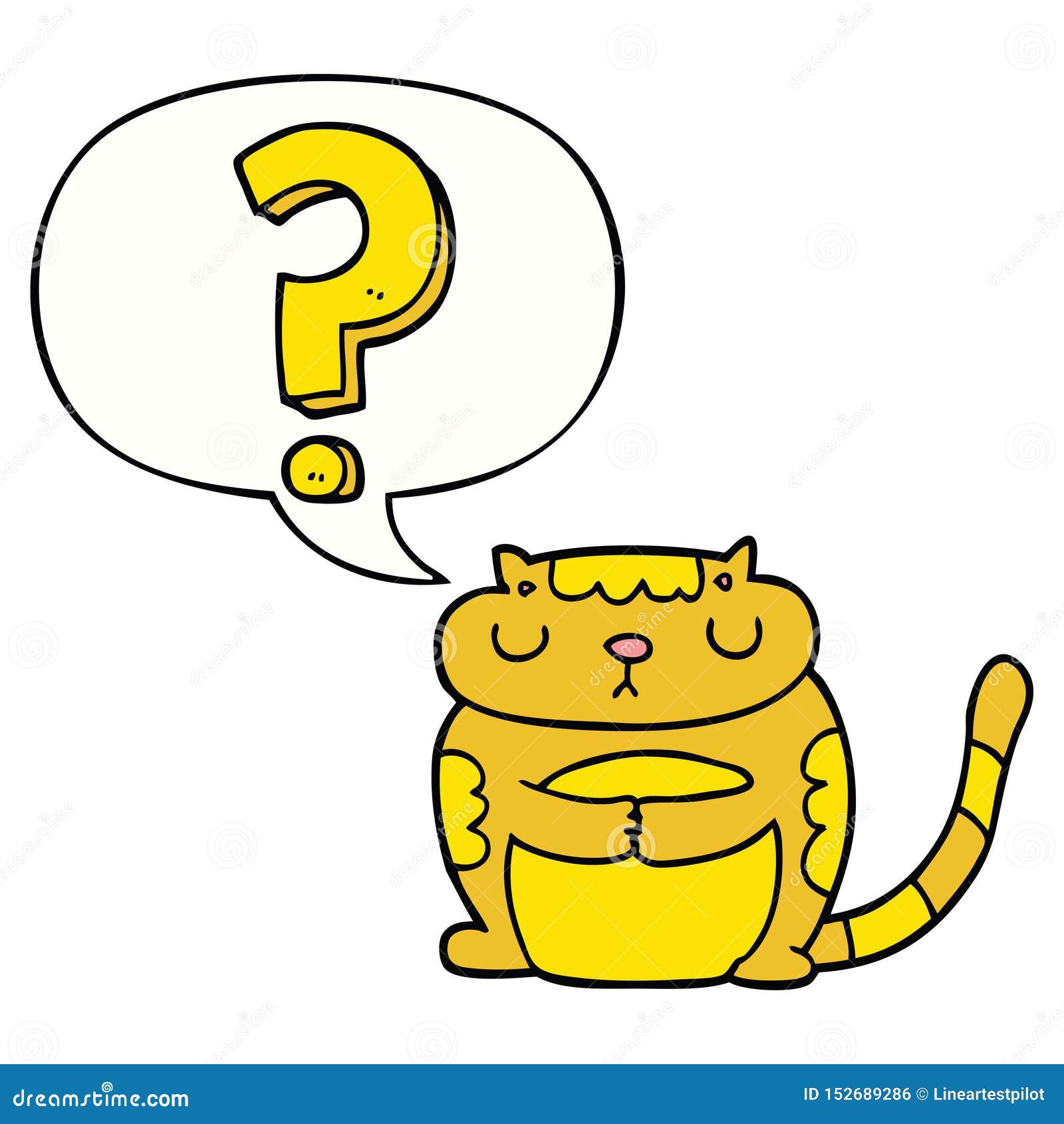 A Creative Cartoon Cat and Question Mark and Speech Bubble Stock Vector ...