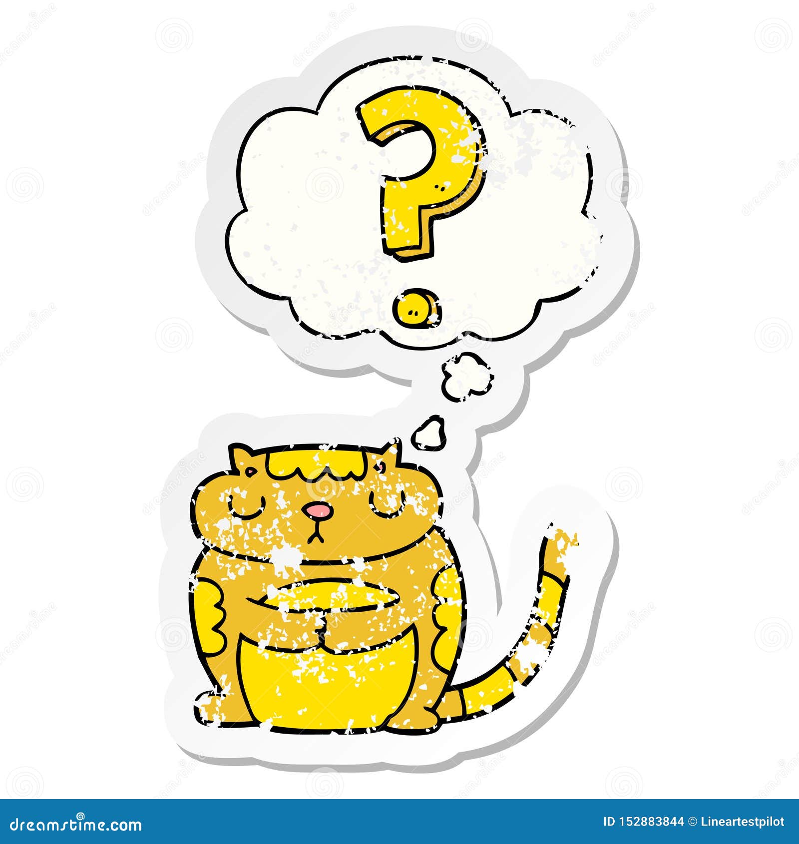 A Creative Cartoon Cat with Question Mark and Thought Bubble As a ...