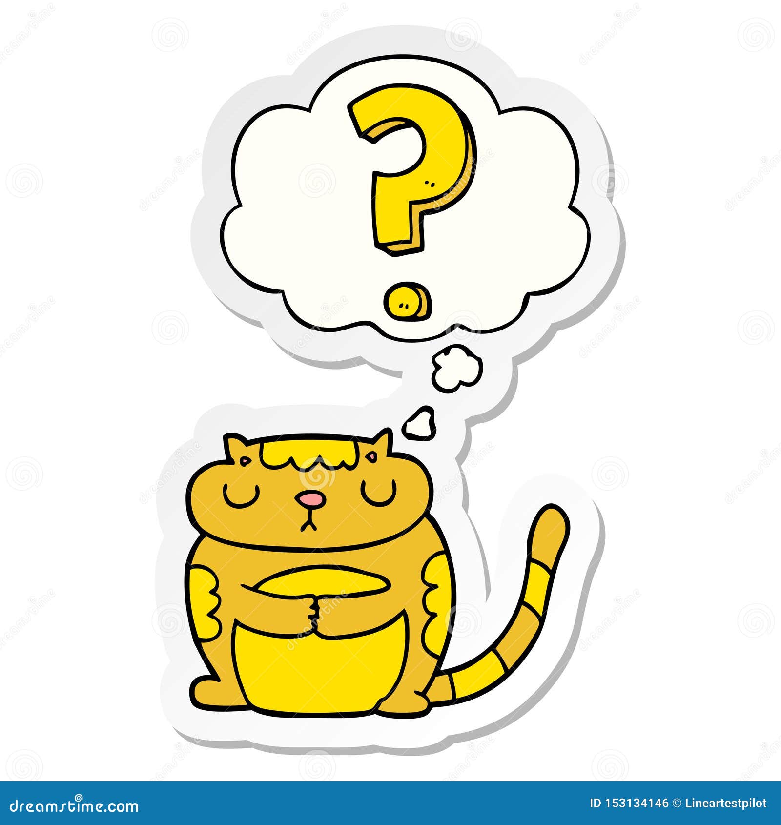 A Creative Cartoon Cat with Question Mark and Thought Bubble As a ...