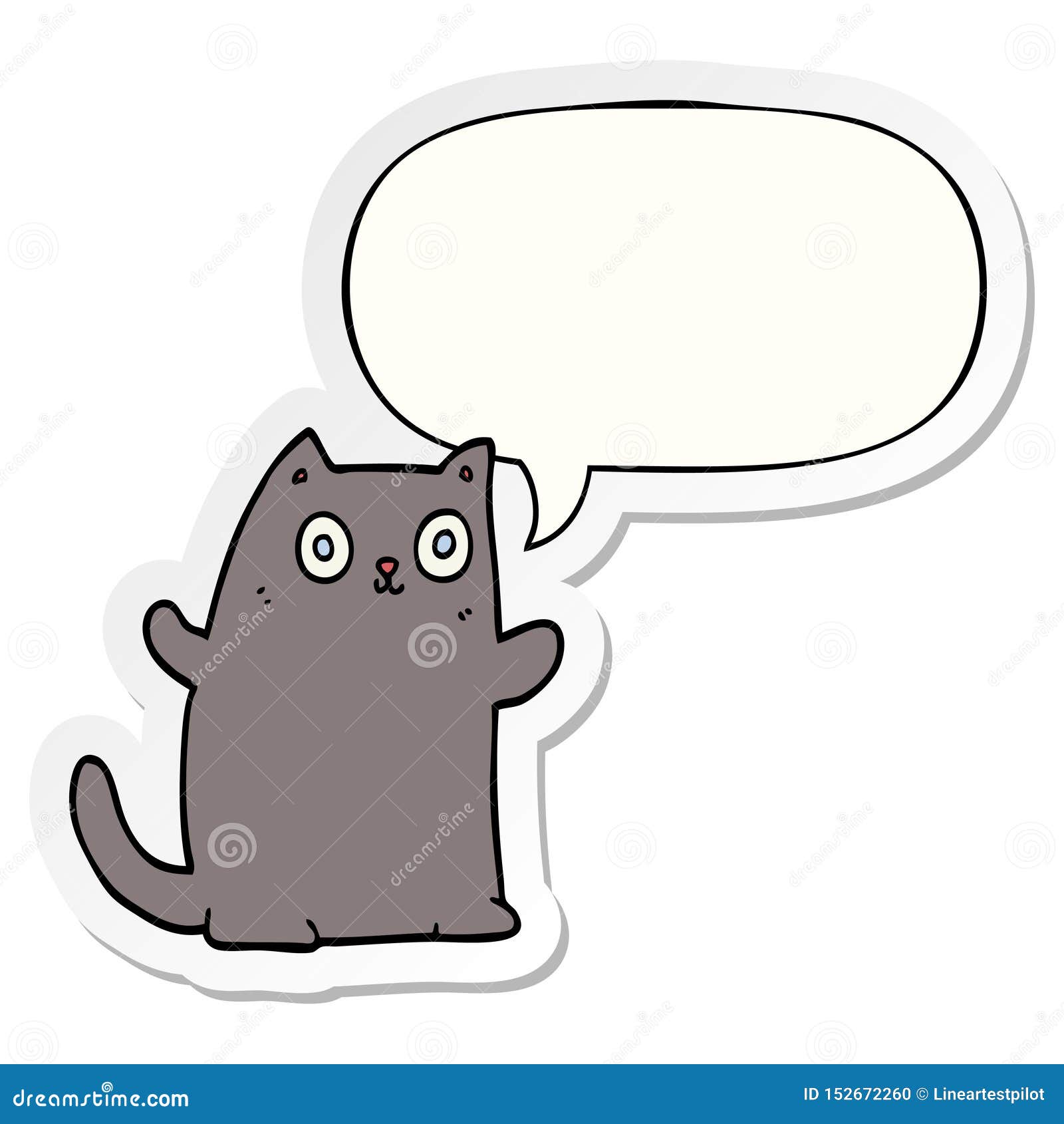 A Creative Cartoon Cat and Speech Bubble Sticker Stock Vector - Illustration of speech, doodle ...