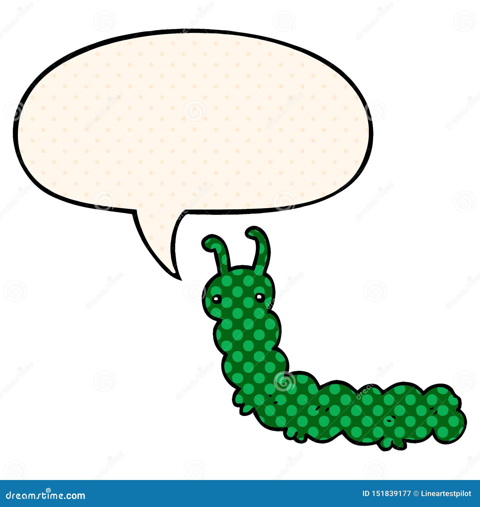 A Creative Cartoon Caterpillar and Speech Bubble in Comic Book Style ...