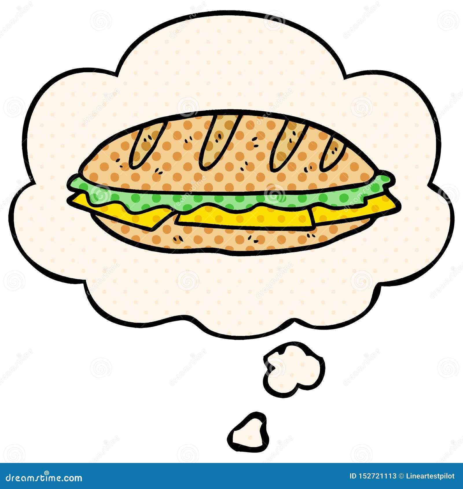A Creative Cartoon Cheese Sandwich and Thought Bubble in Comic Book ...