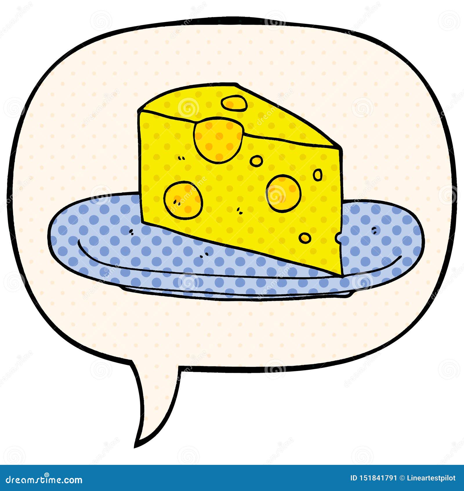 A Creative Cartoon Cheese and Speech Bubble in Comic Book Style Stock ...