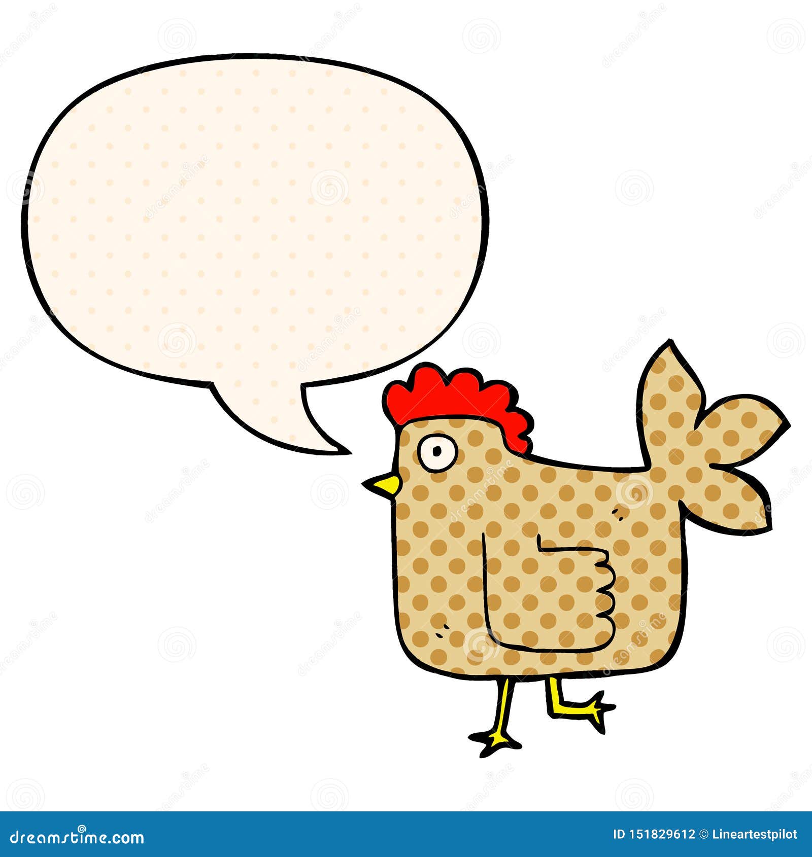 A Creative Cartoon Chicken and Speech Bubble in Comic Book Style Stock ...