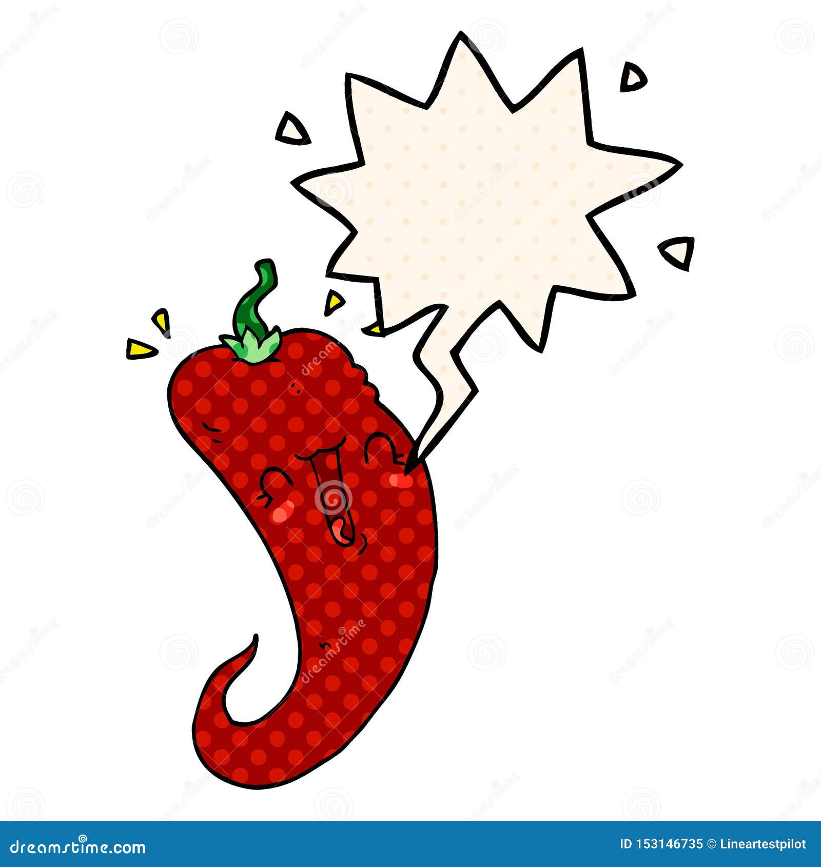 A Creative Cartoon Chili Pepper and Speech Bubble in Comic Book Style ...