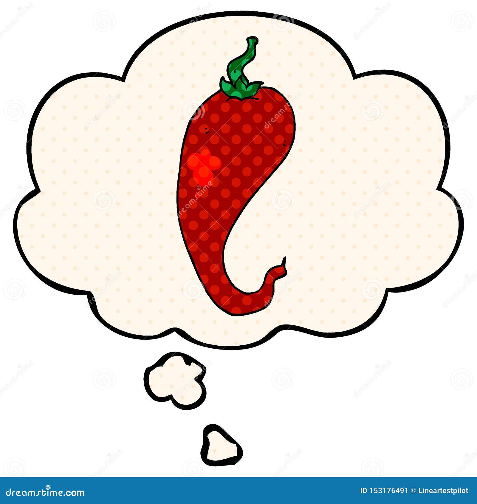 A Creative Cartoon Chili Pepper and Thought Bubble in Comic Book Style ...