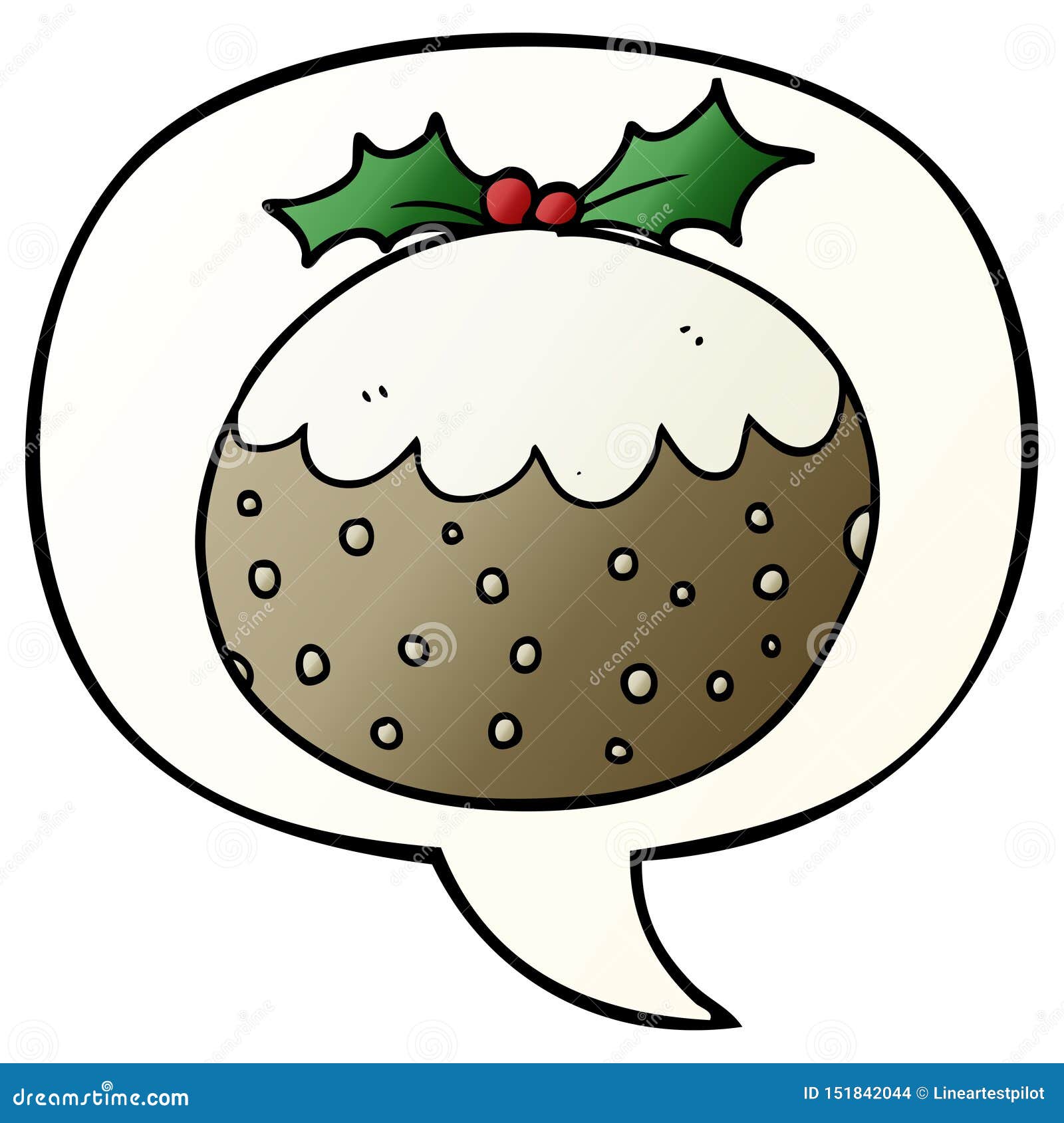 A Creative Cartoon Christmas Pudding and Speech Bubble in Smooth ...