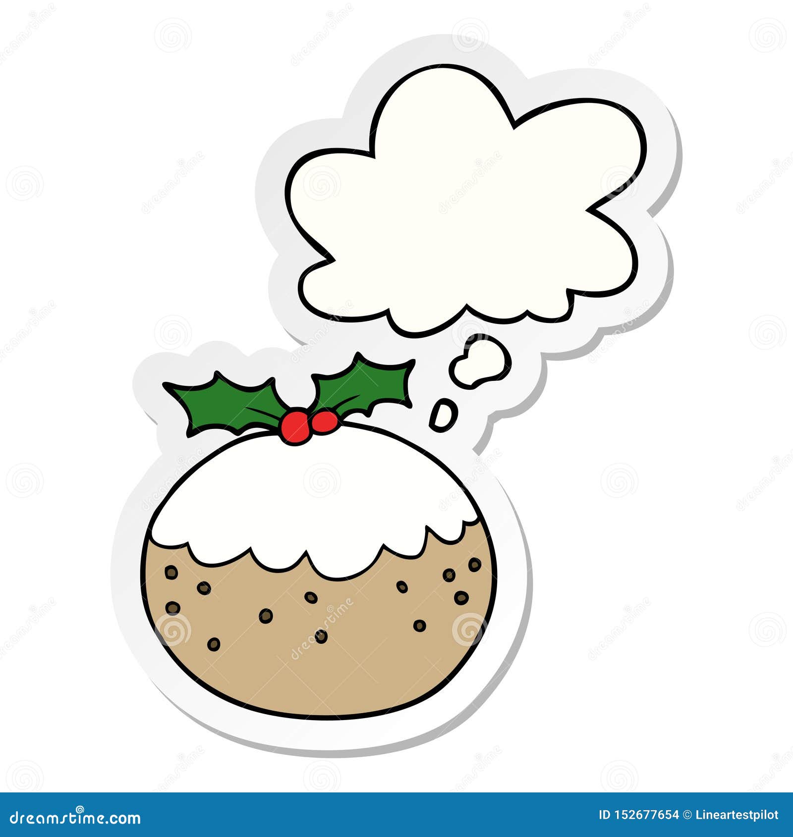 A Creative Cartoon Christmas Pudding and Thought Bubble As a Printed ...