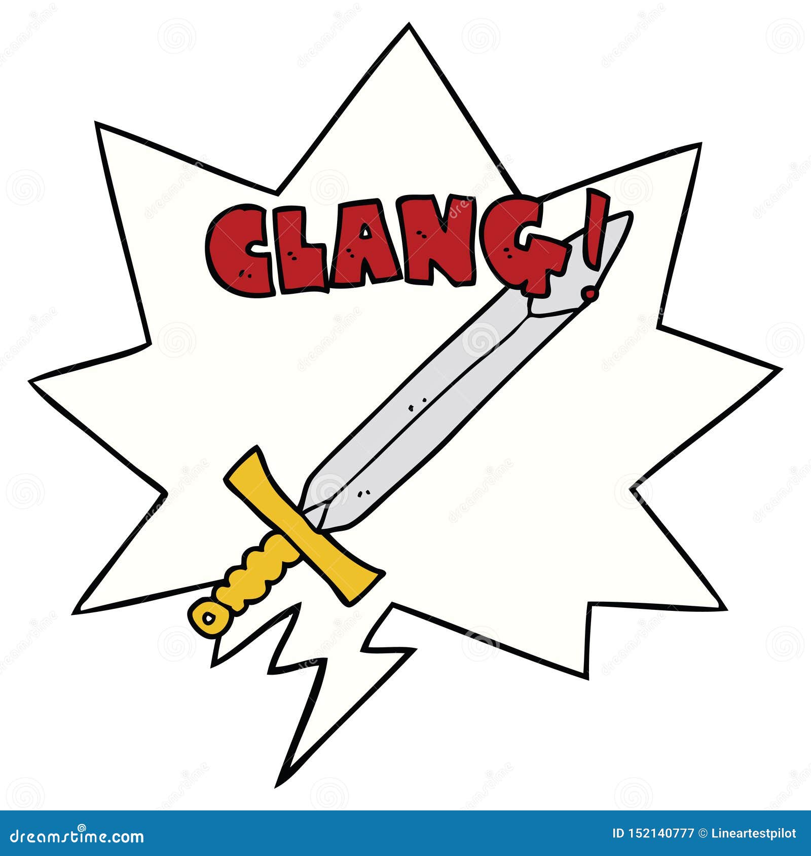 A Creative Cartoon Clanging Sword and Speech Bubble Stock Vector ...