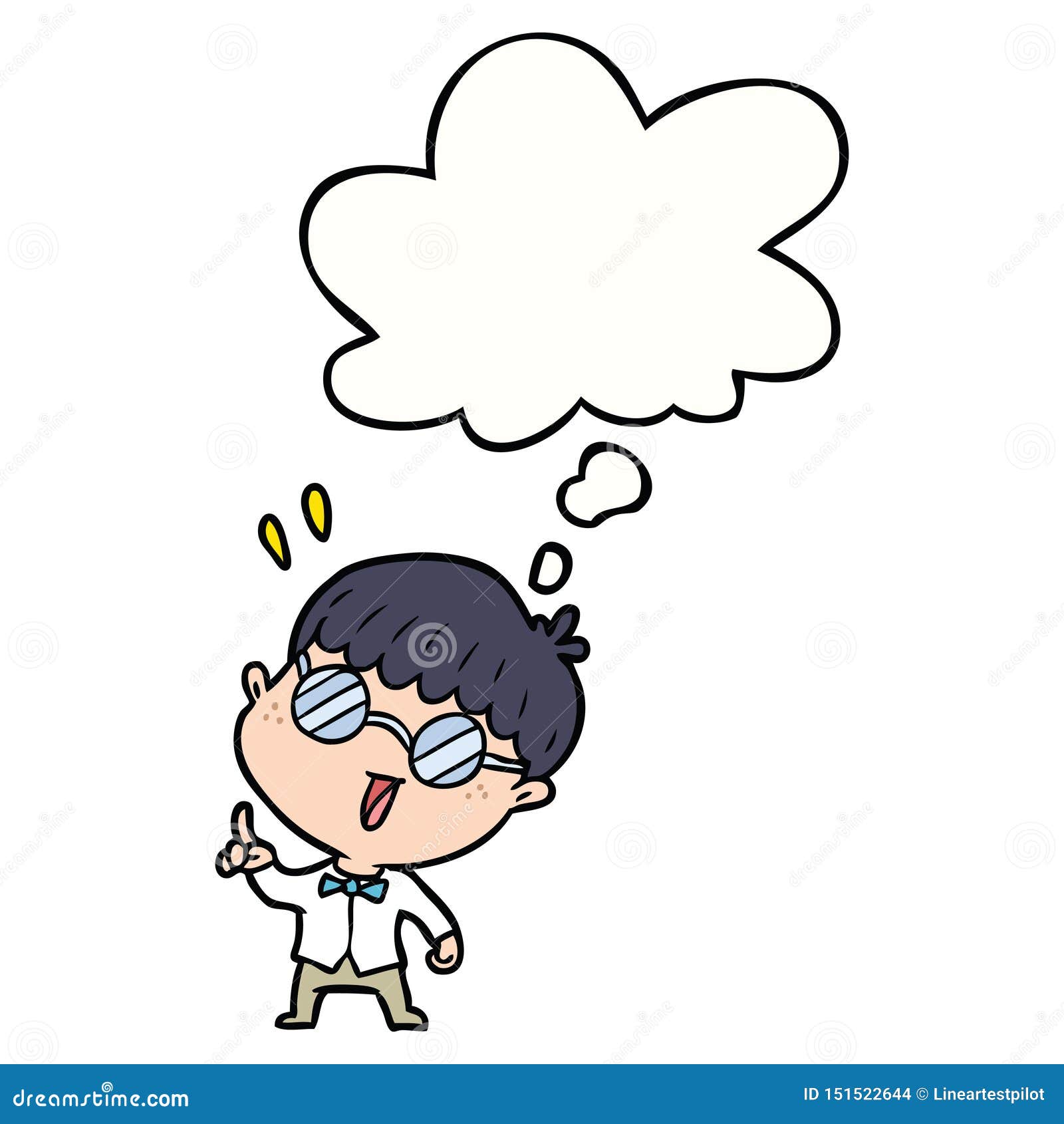 A Creative Cartoon Clever Boy and Thought Bubble Stock Vector ...