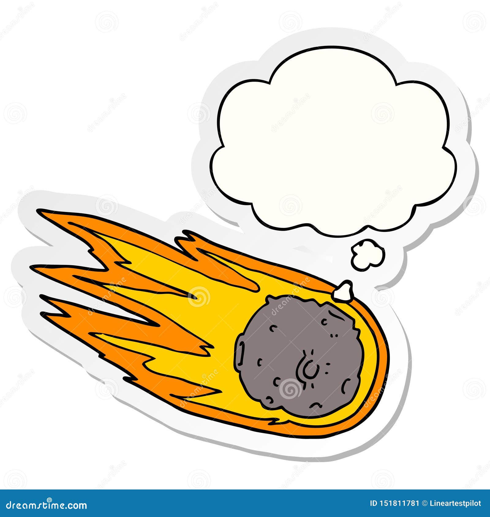 A Creative Cartoon Comet and Thought Bubble As a Printed Sticker Stock ...