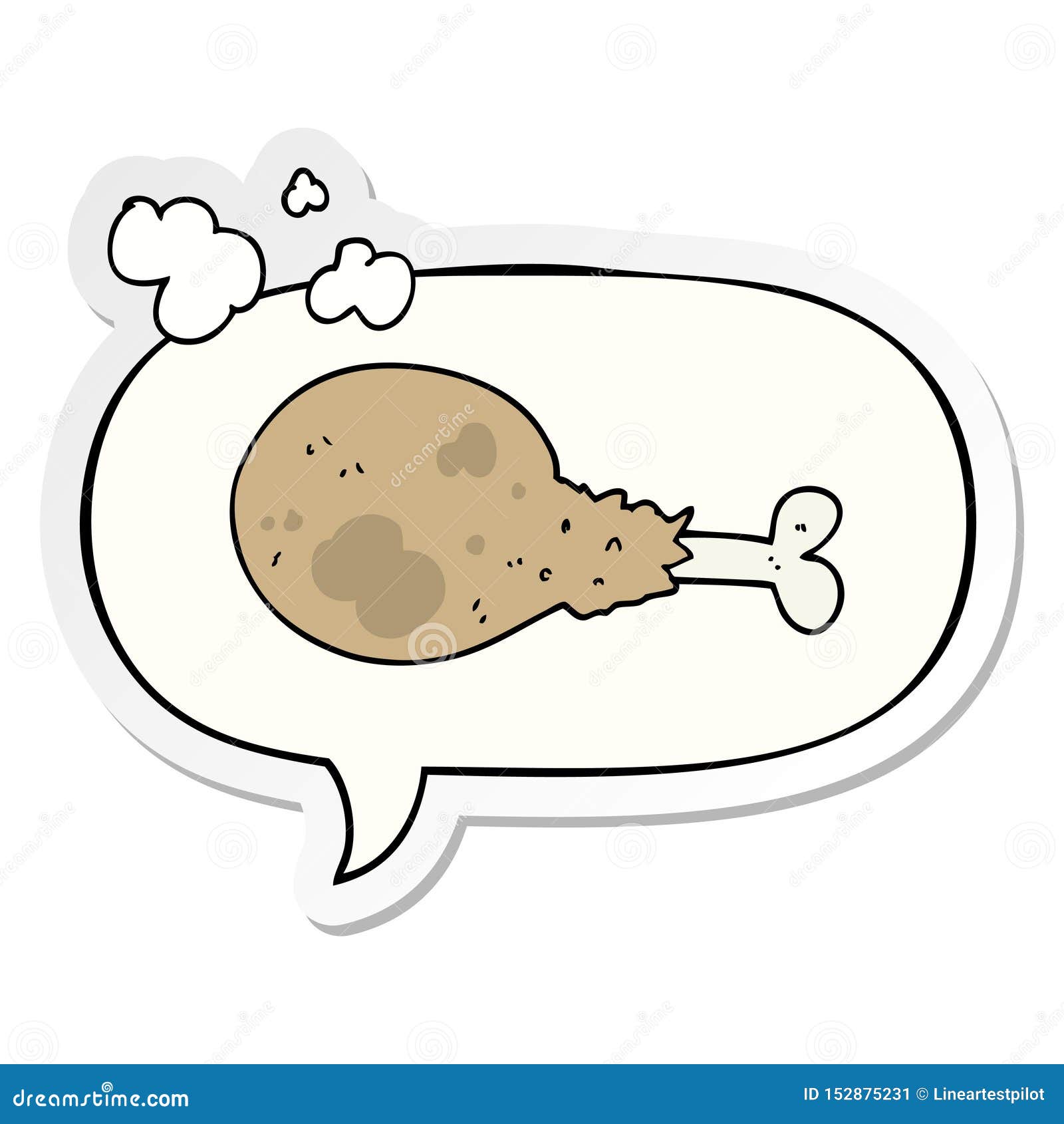 A Creative Cartoon Cooked Chicken Leg and Speech Bubble Sticker Stock ...