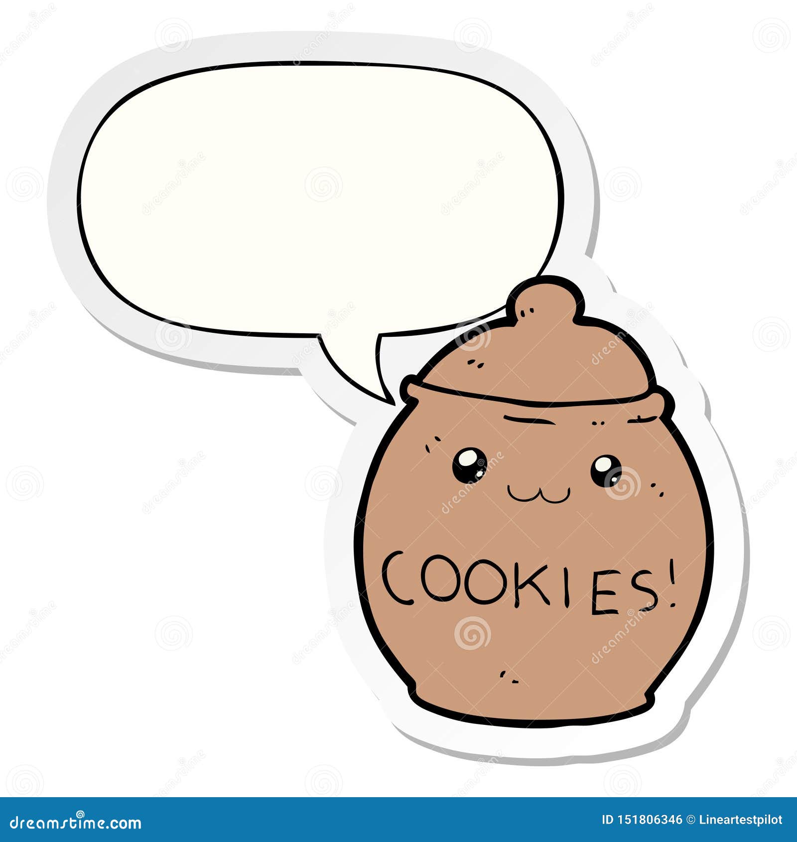 A Creative Cartoon Cookie Jar and Speech Bubble Sticker Stock Vector ...