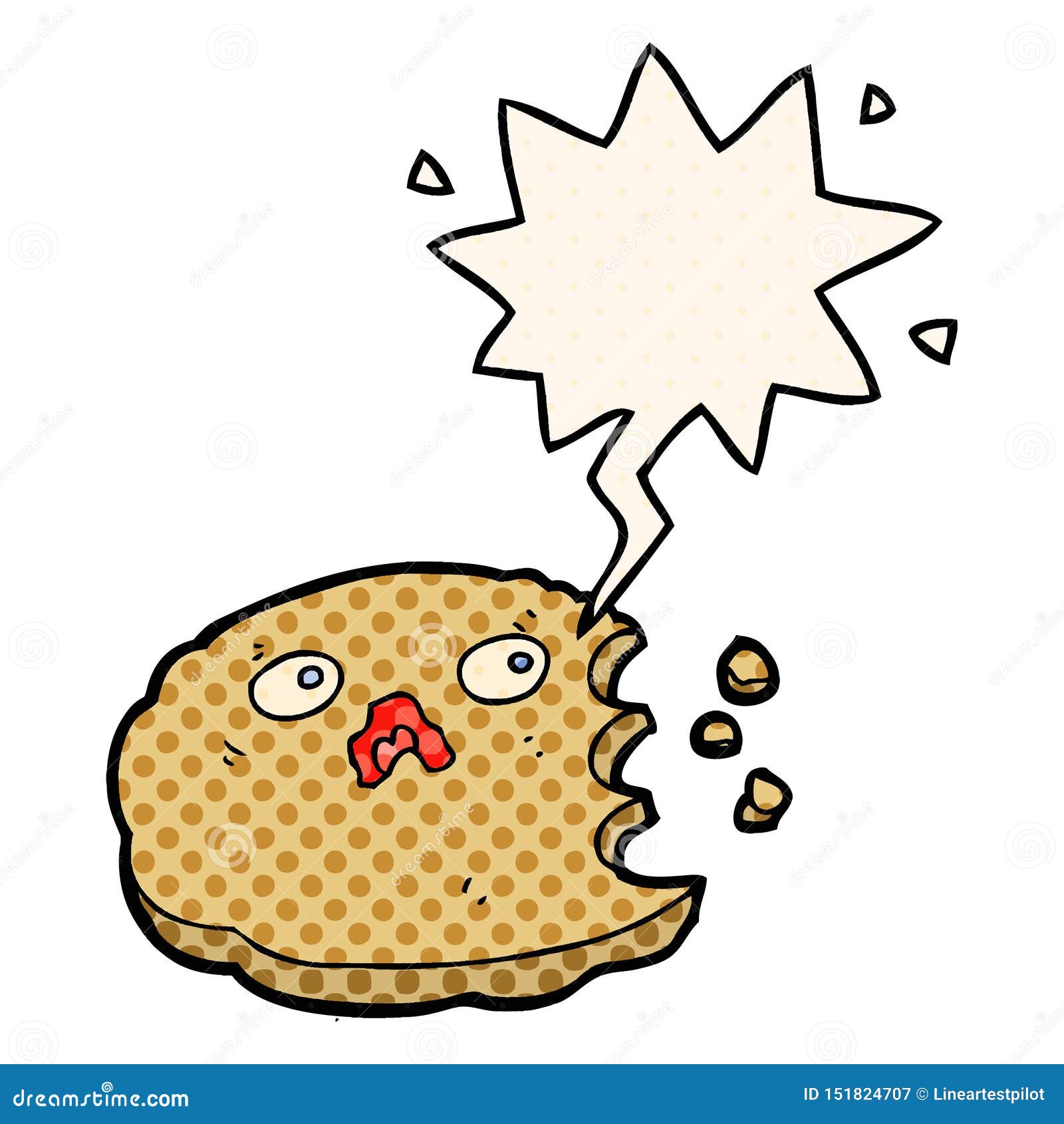 A Creative Cartoon Cookie and Speech Bubble in Comic Book Style Stock ...