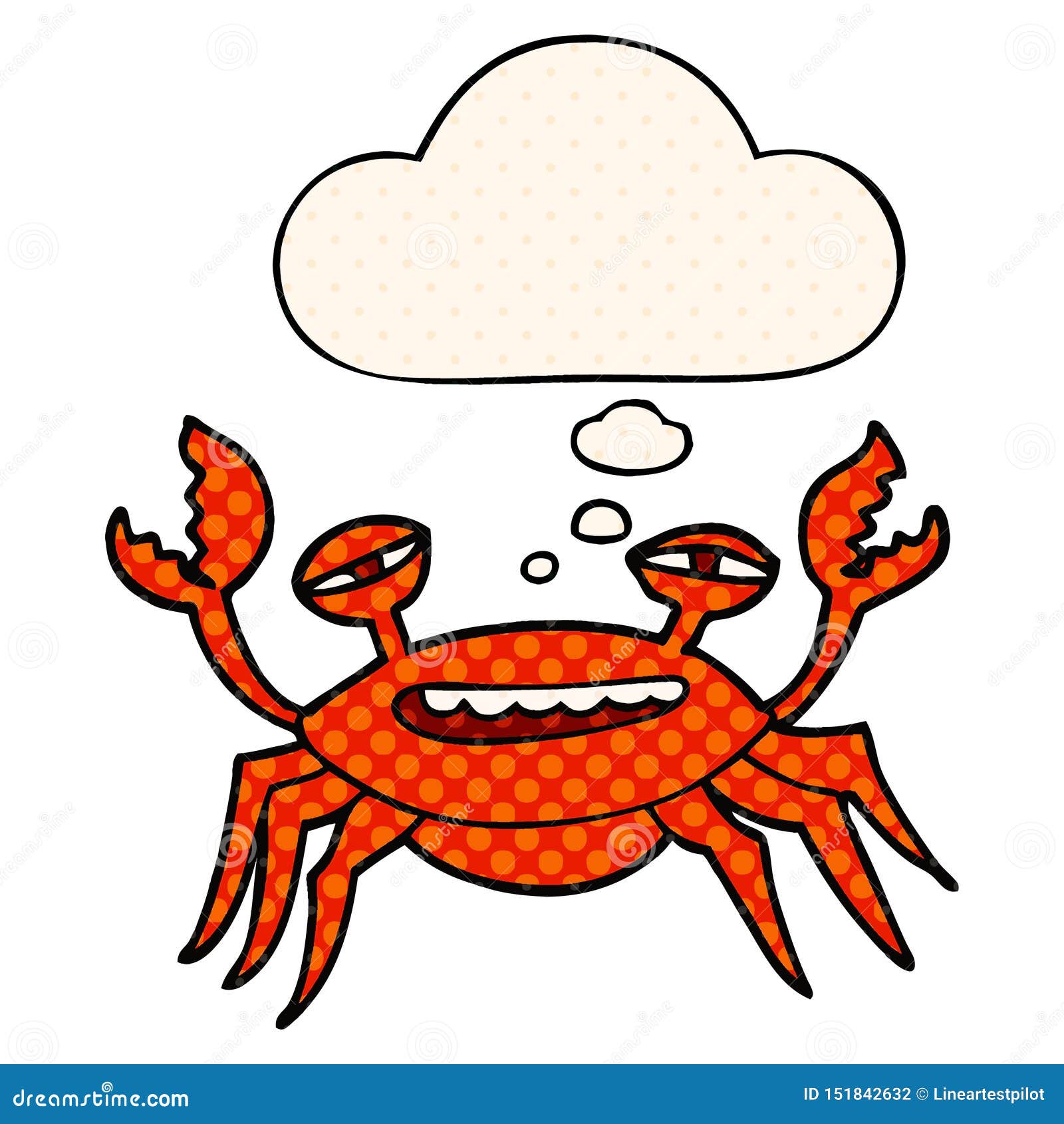 A Creative Cartoon Crab and Thought Bubble in Comic Book Style Stock ...