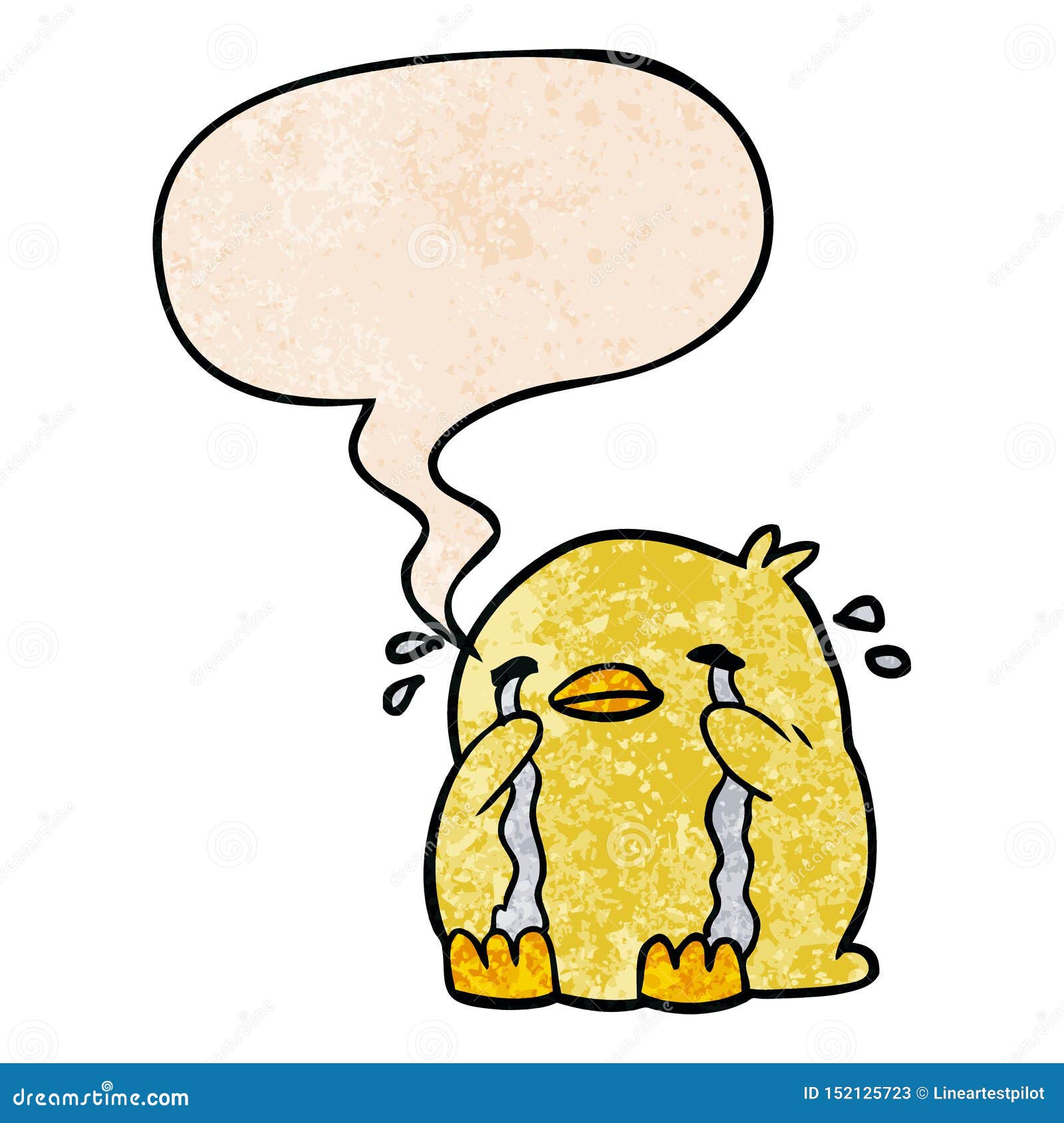 A Creative Cartoon Crying Bird and Speech Bubble in Retro Texture Style ...