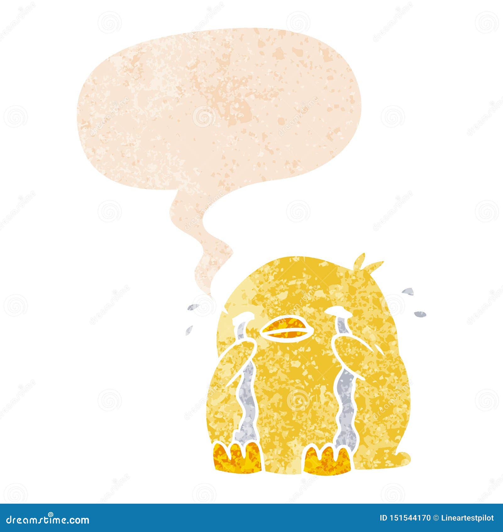 A Creative Cartoon Crying Bird and Speech Bubble in Retro Textured ...