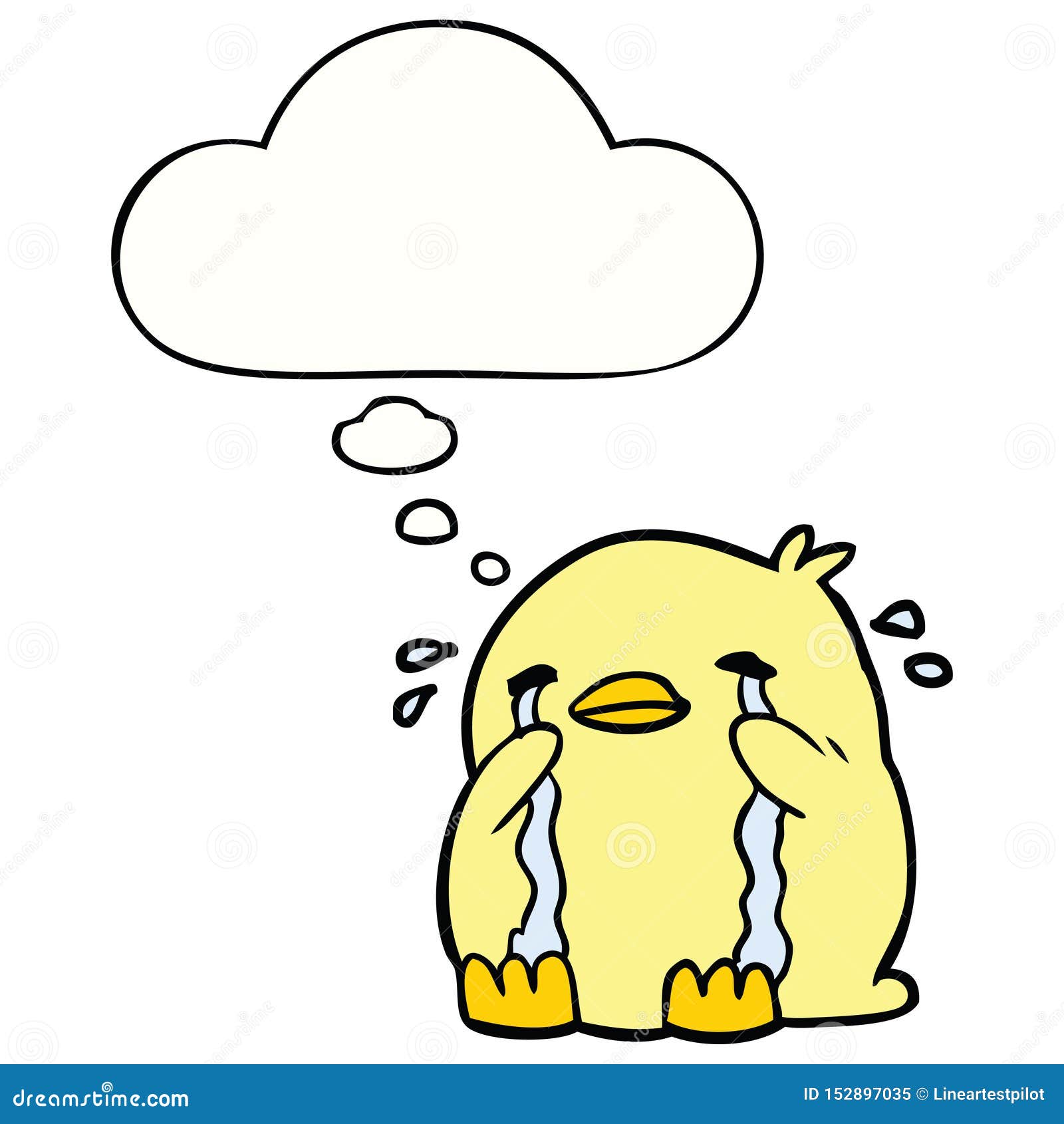 A Creative Cartoon Crying Bird and Thought Bubble Stock Vector ...
