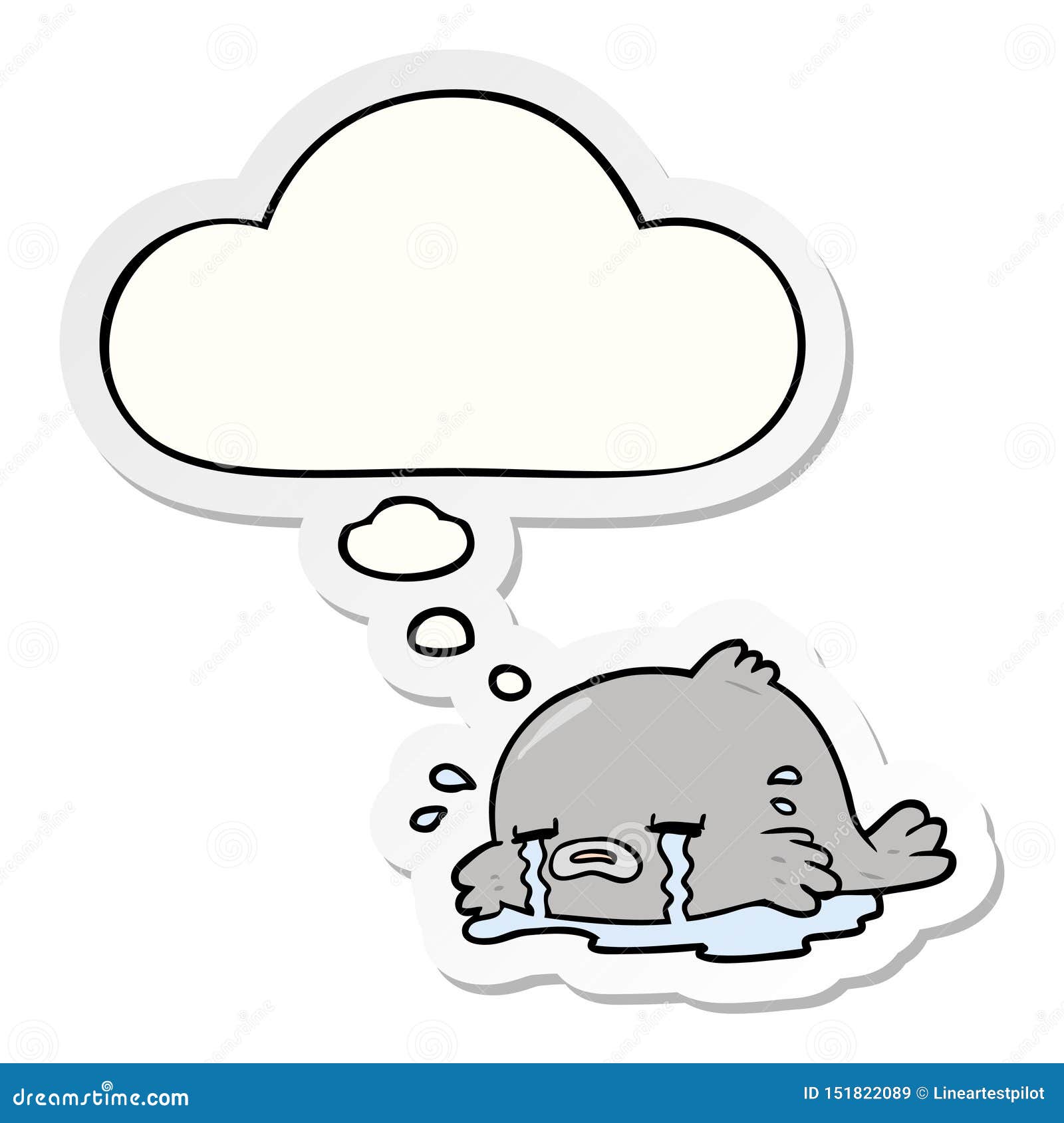 A Creative Cartoon Crying Fish and Thought Bubble As a Printed Sticker ...