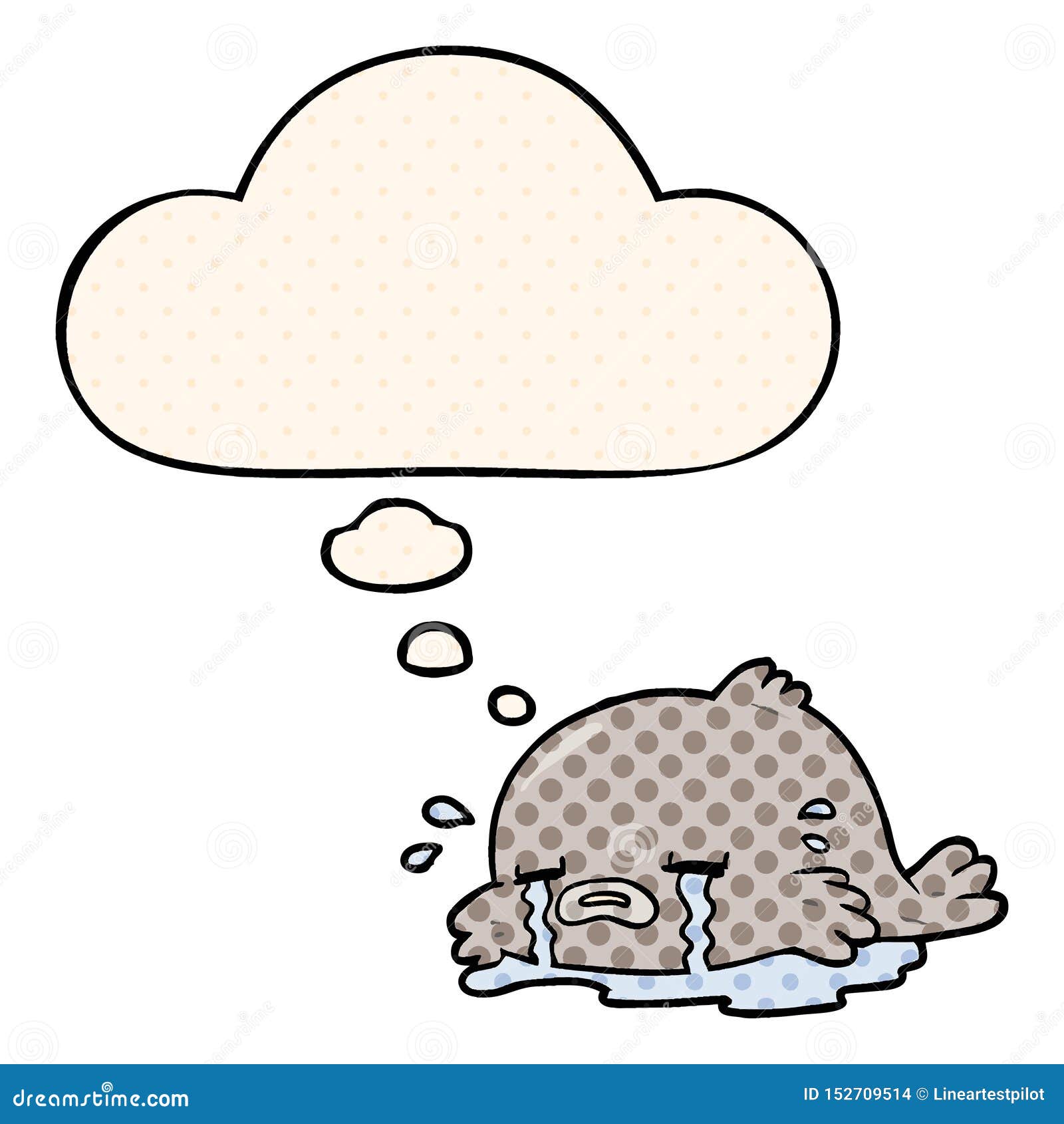 A Creative Cartoon Crying Fish and Thought Bubble in Comic Book Style ...