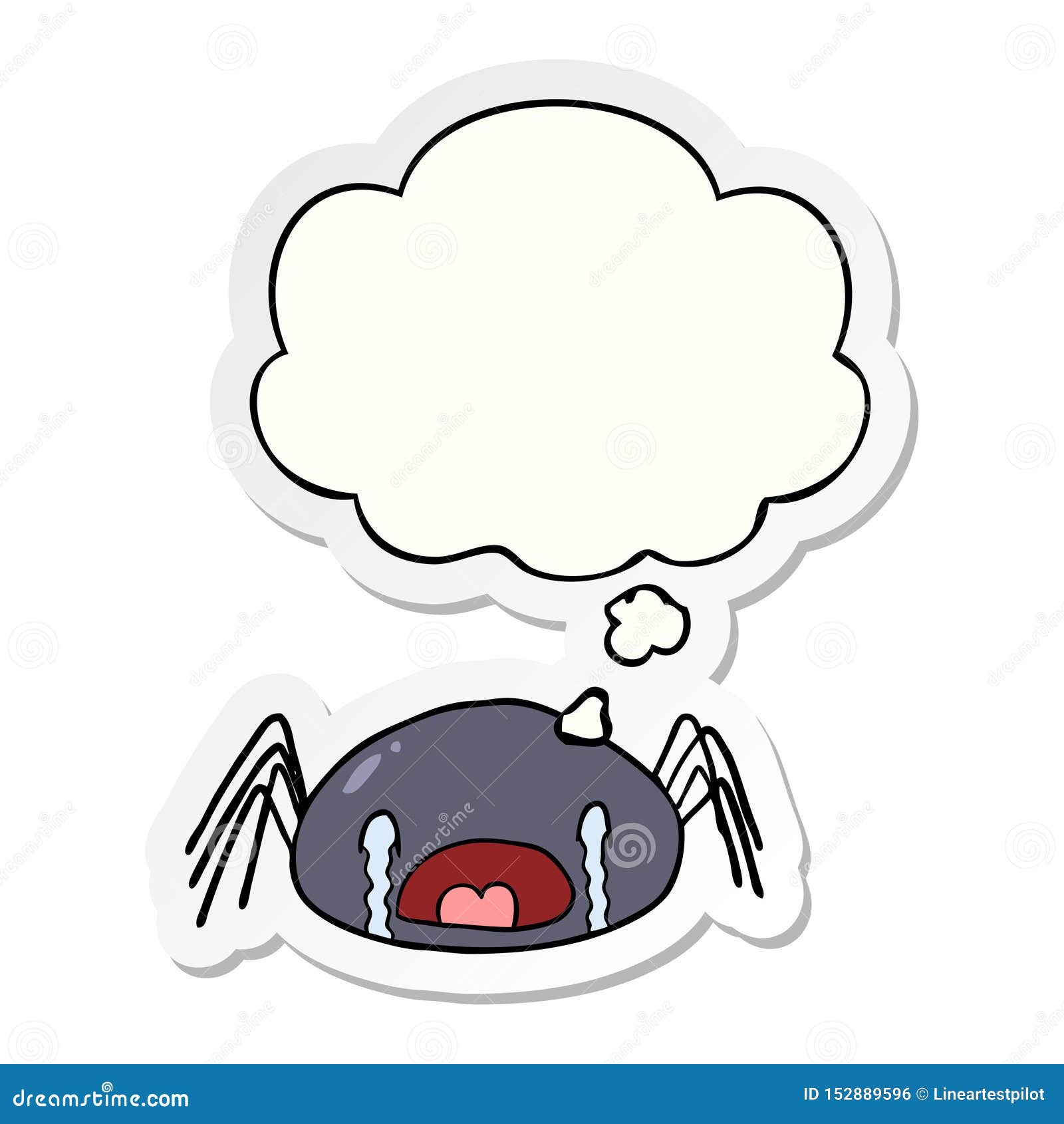 A Creative Cartoon Crying Spider and Thought Bubble As a Printed ...