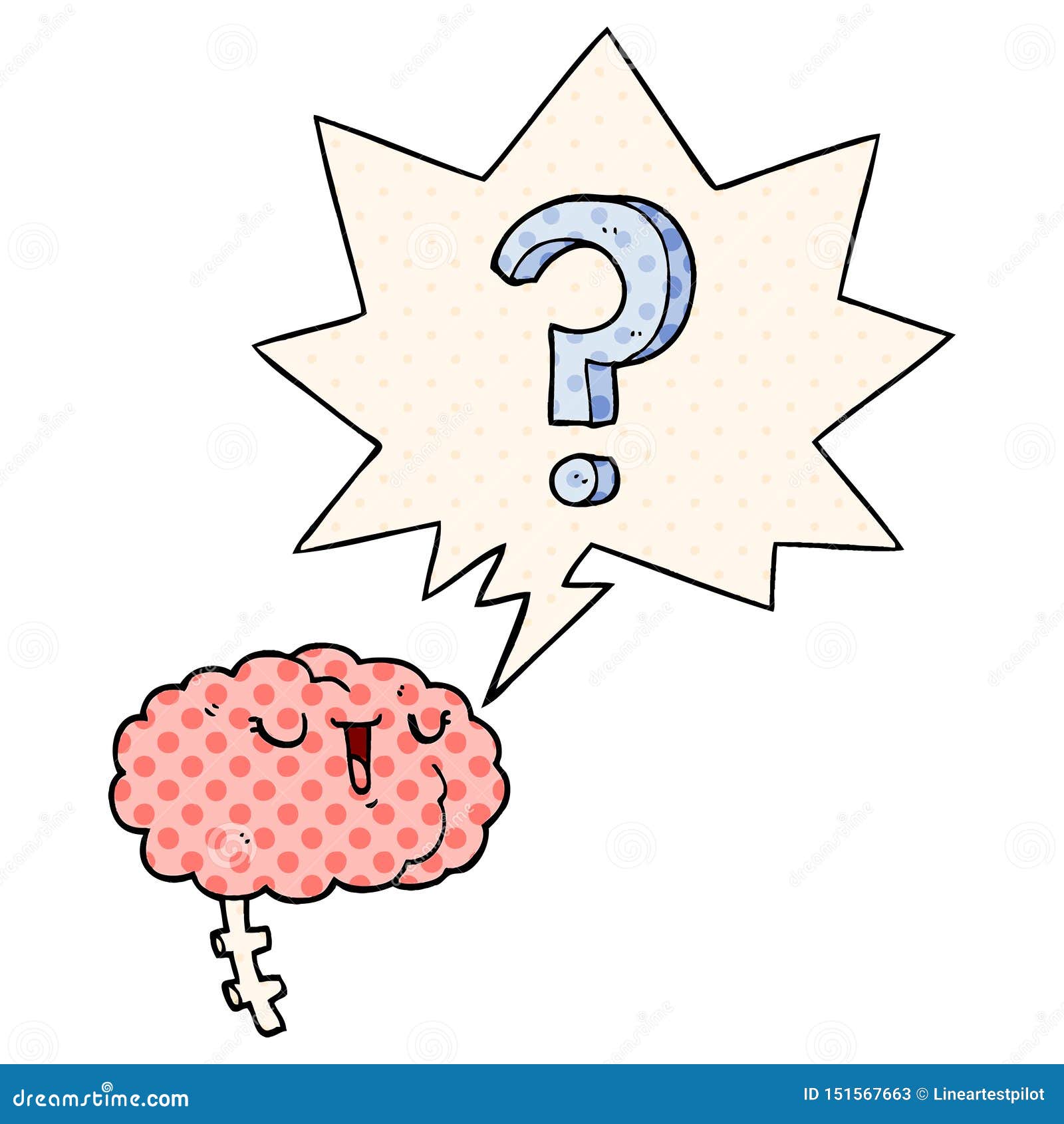 A Creative Cartoon Curious Brain And Speech Bubble In Comic Book Style ...