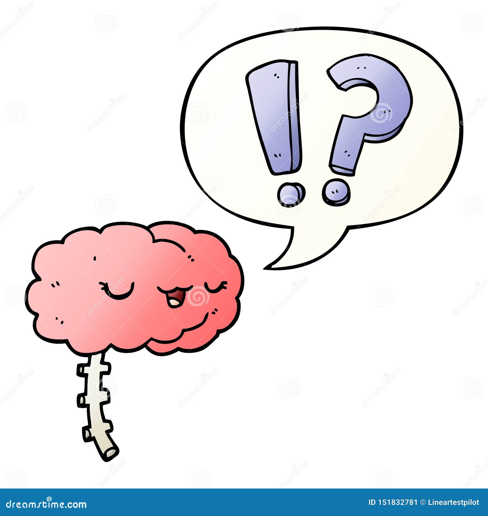 A Creative Cartoon Curious Brain and Speech Bubble in Smooth Gradient ...