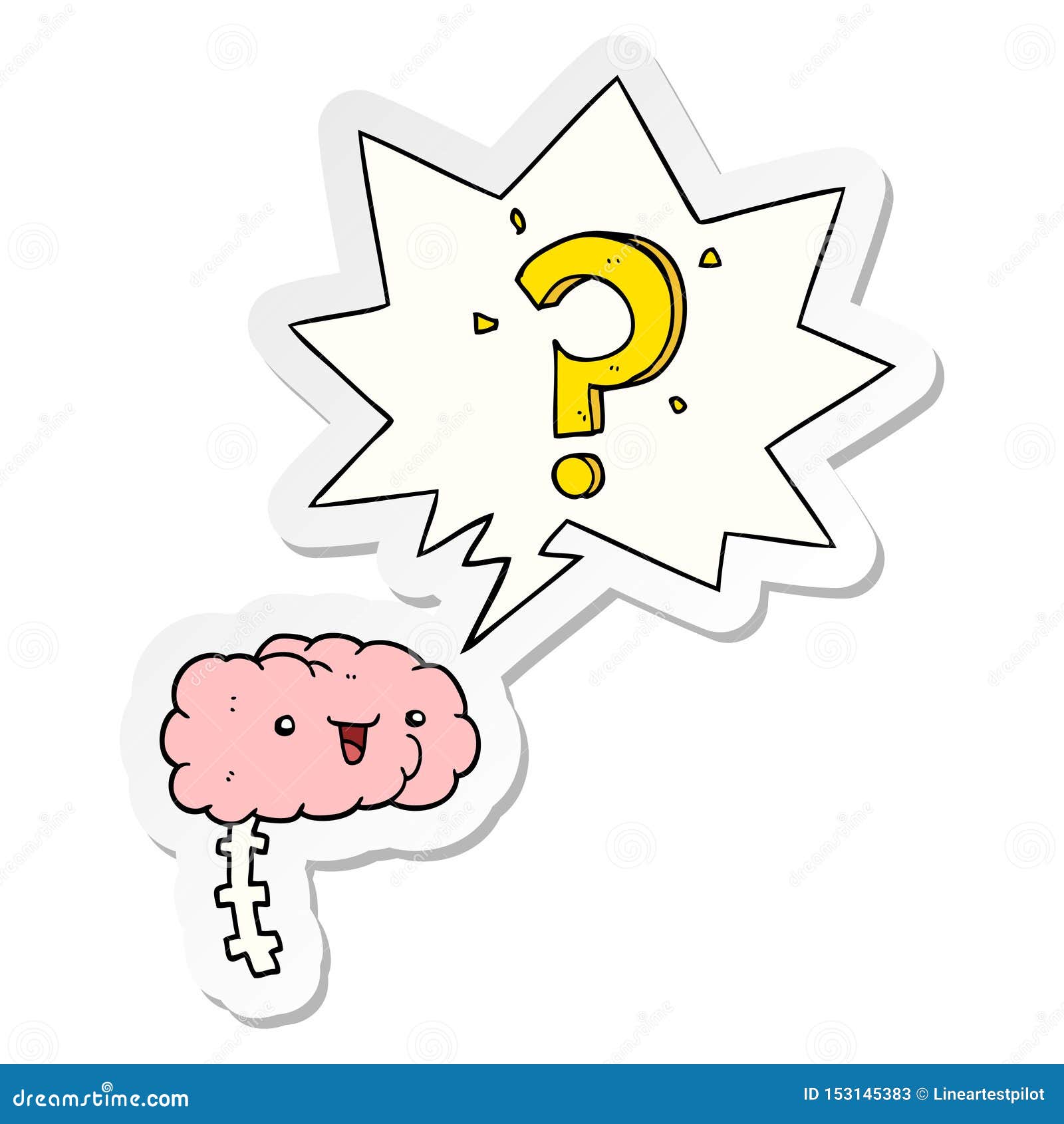 A Creative Cartoon Curious Brain and Speech Bubble Sticker Stock Vector ...