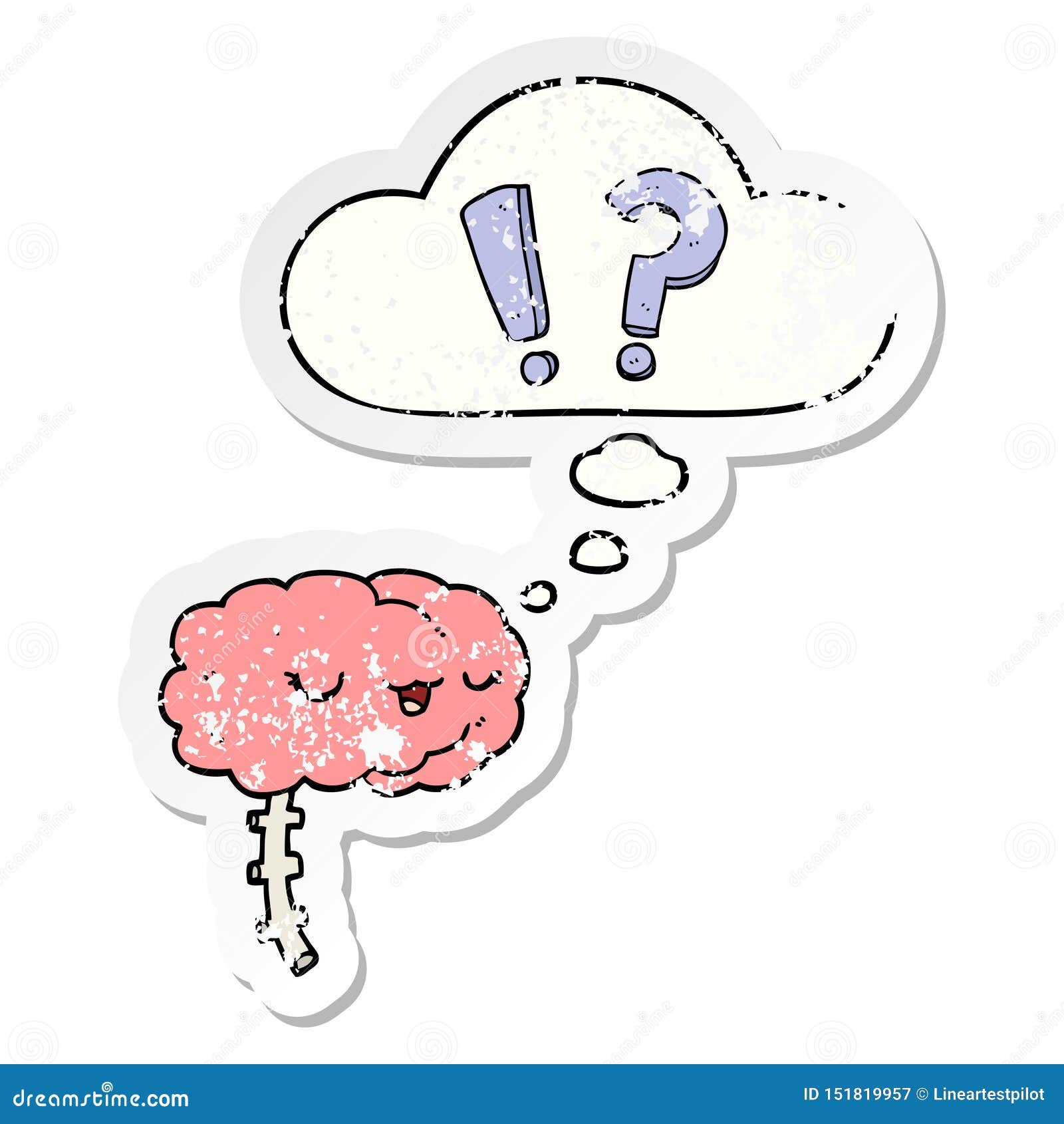 A Creative Cartoon Curious Brain and Thought Bubble As a Distressed ...