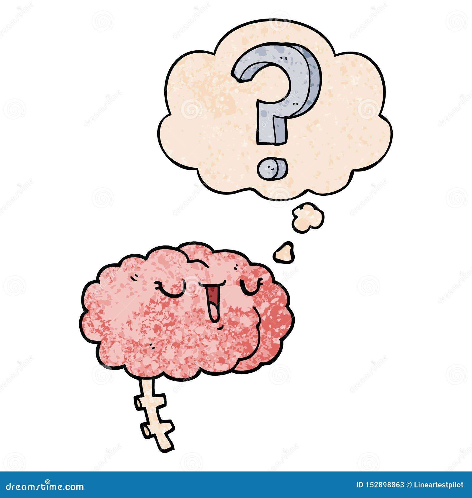 A Creative Cartoon Curious Brain and Thought Bubble in Grunge Texture ...