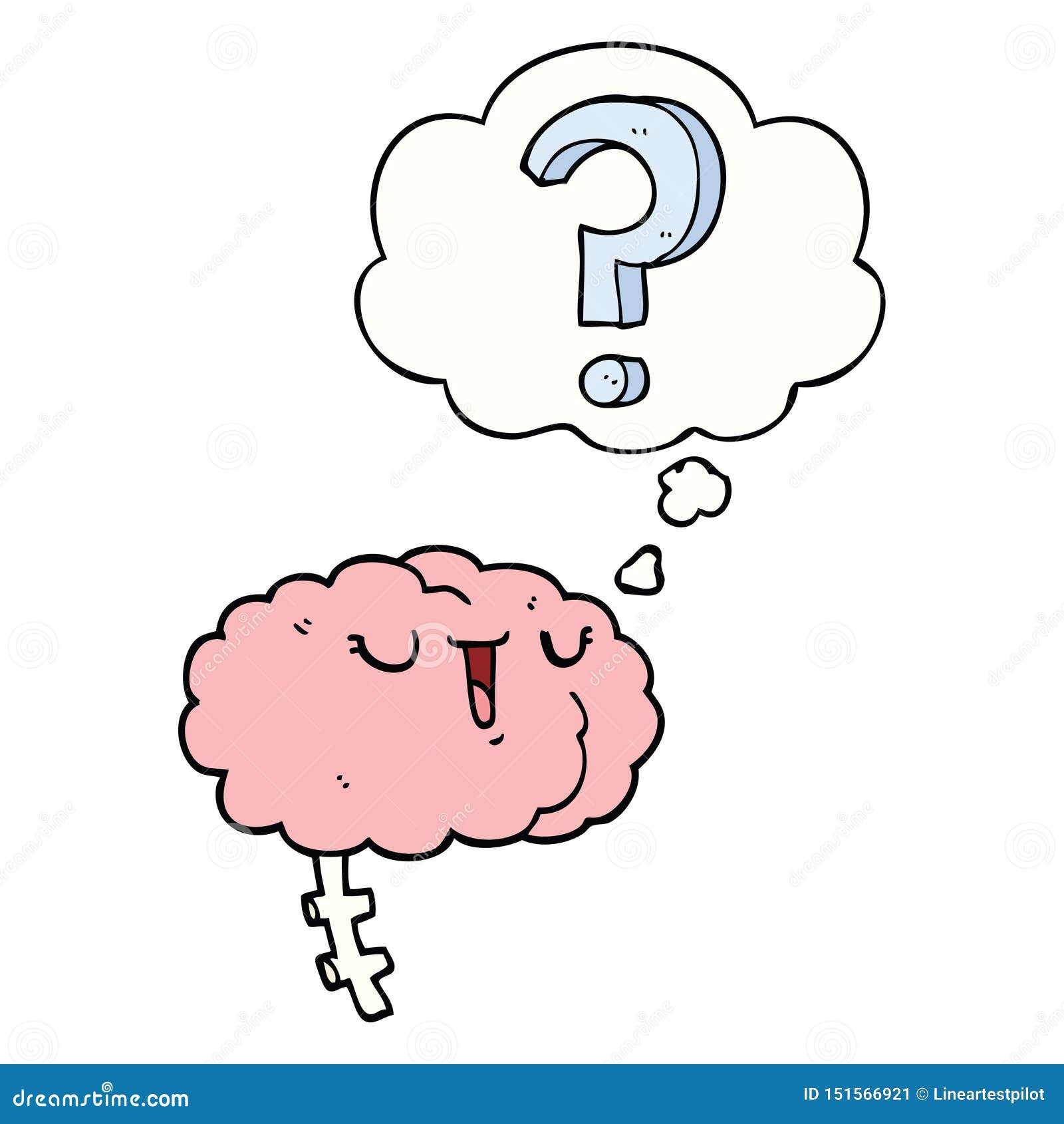 A Creative Cartoon Curious Brain and Thought Bubble Stock Vector ...