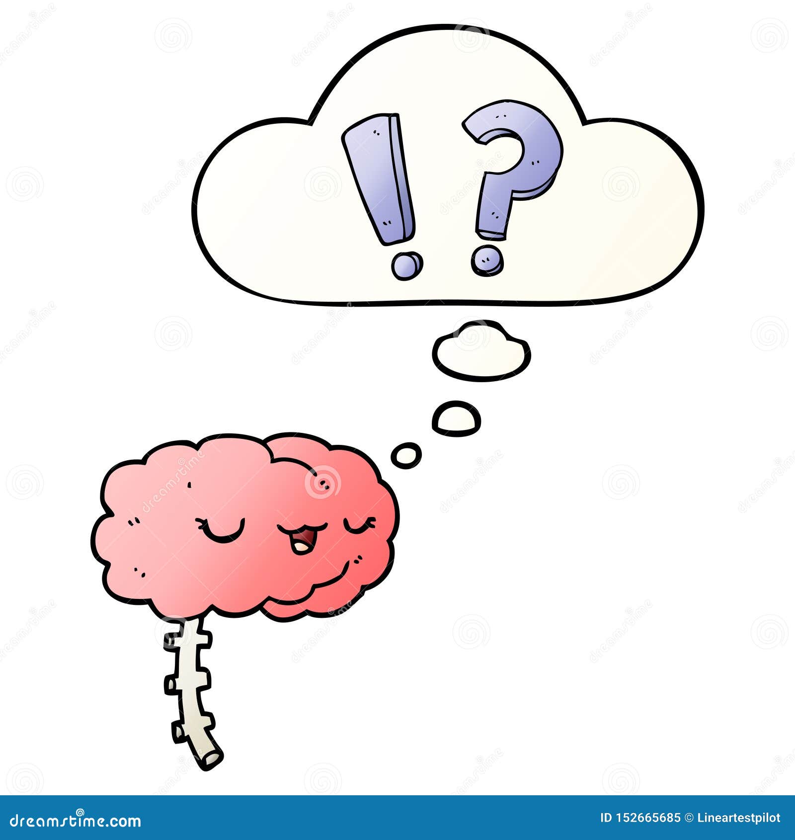 A Creative Cartoon Curious Brain and Thought Bubble in Smooth Gradient ...