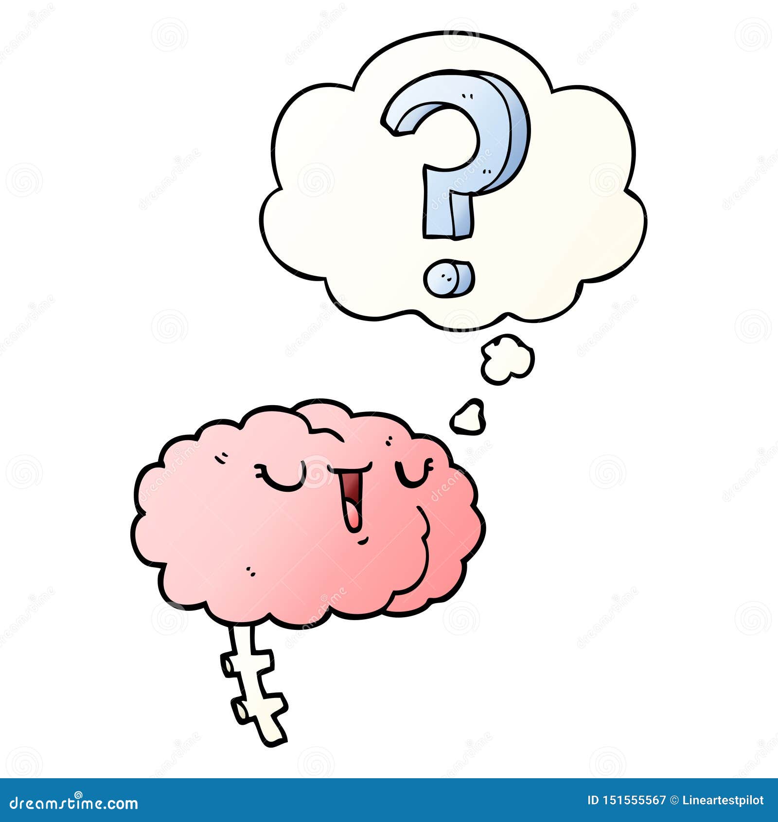 A Creative Cartoon Curious Brain and Thought Bubble in Smooth Gradient ...