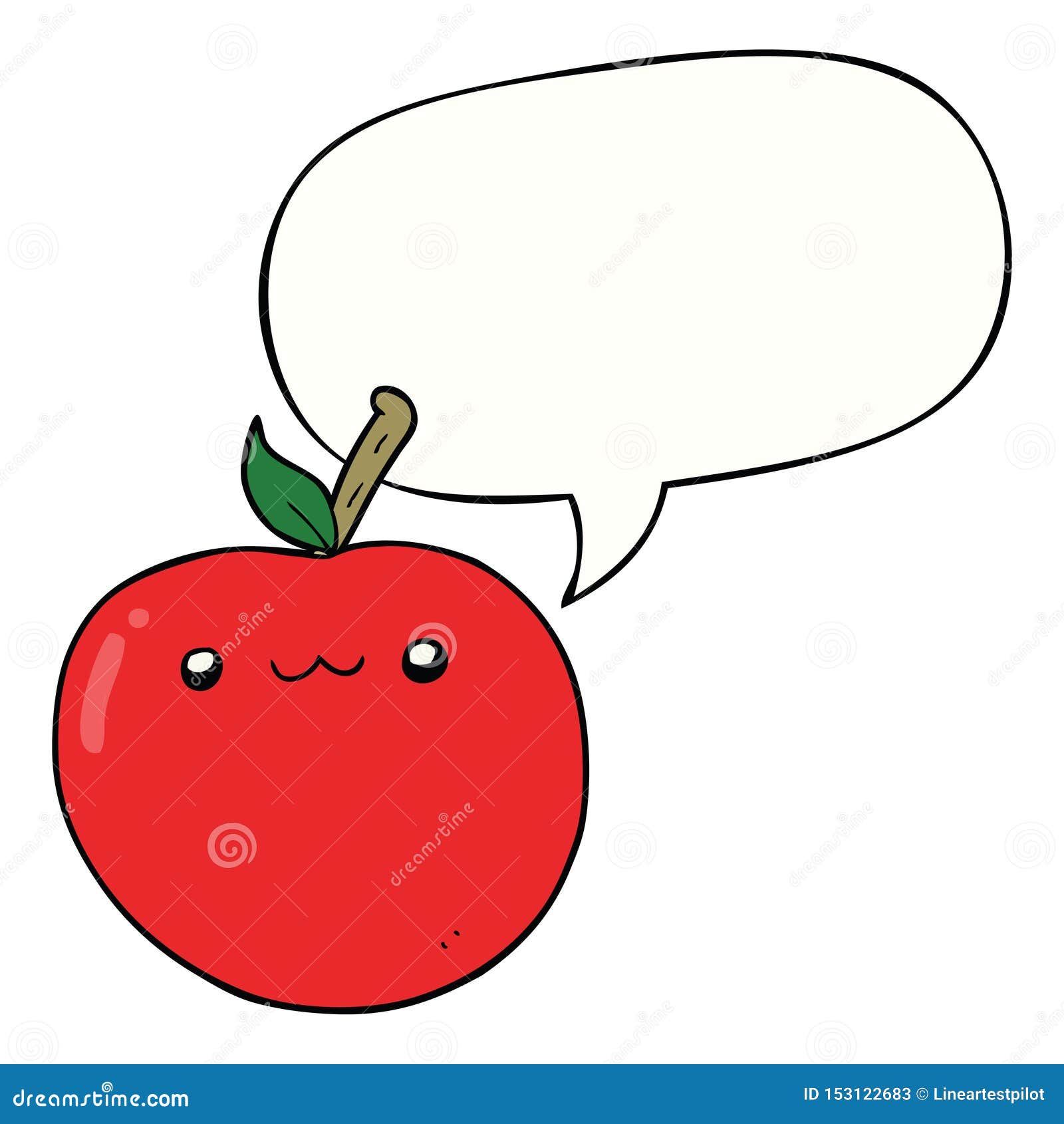 A Creative Cartoon Cute Apple and Speech Bubble Stock Vector ...