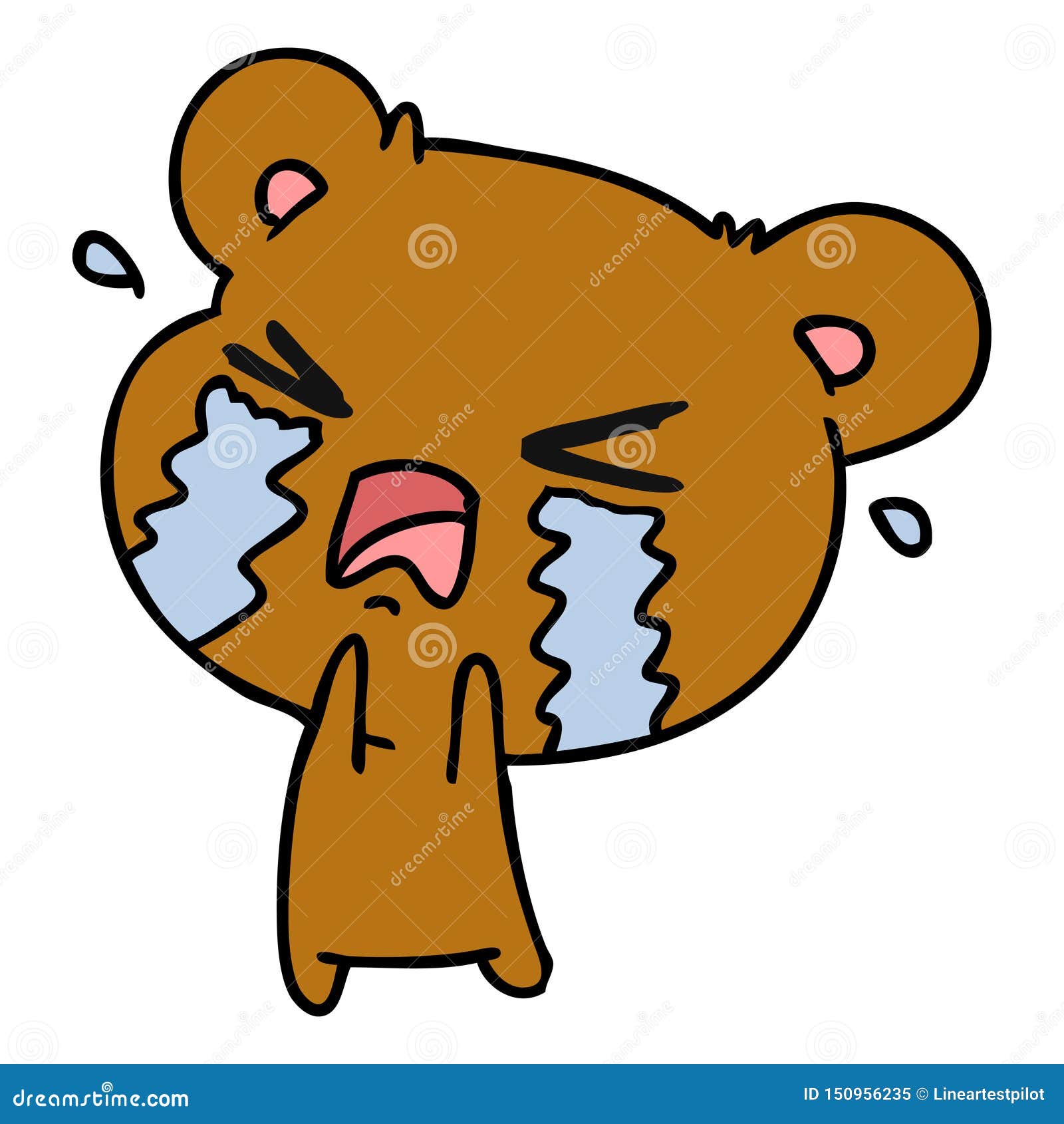 A Creative Cartoon of a Cute Crying Bear Stock Vector - Illustration of ...