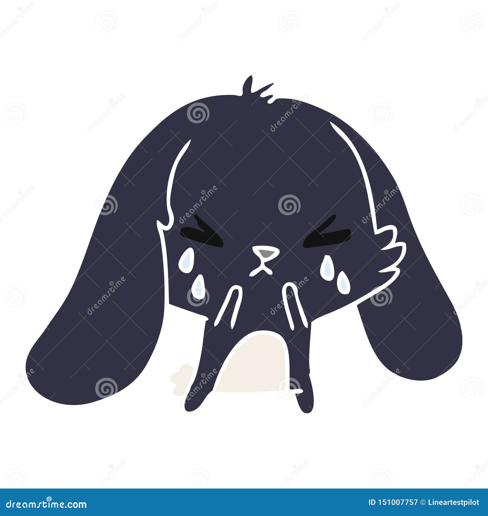 A Creative Cartoon of Cute Kawaii Sad Bunny Stock Vector - Illustration ...