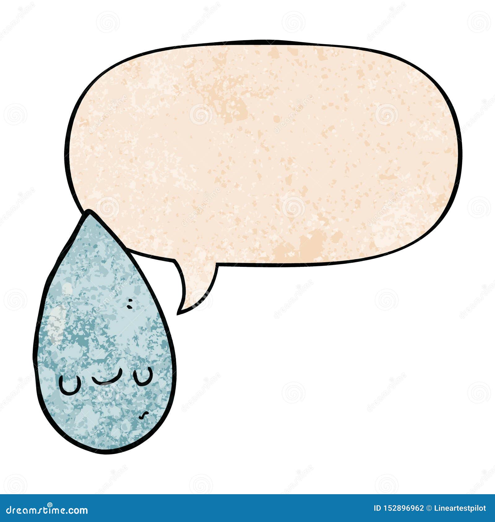A Creative Cartoon Cute Raindrop and Speech Bubble in Retro Texture ...
