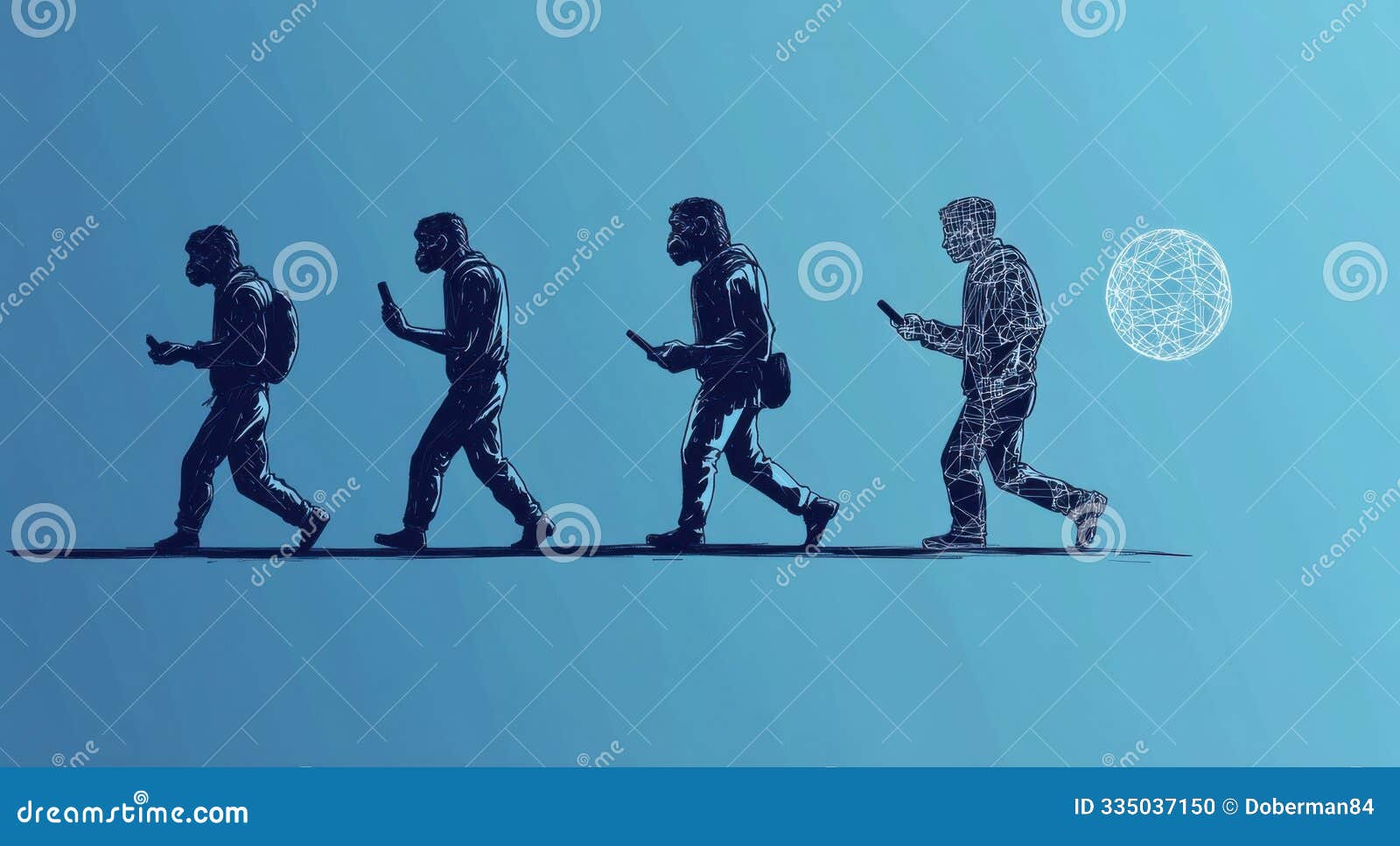 Evolution of Humans through Technology Depicted in a Cartoon with ...